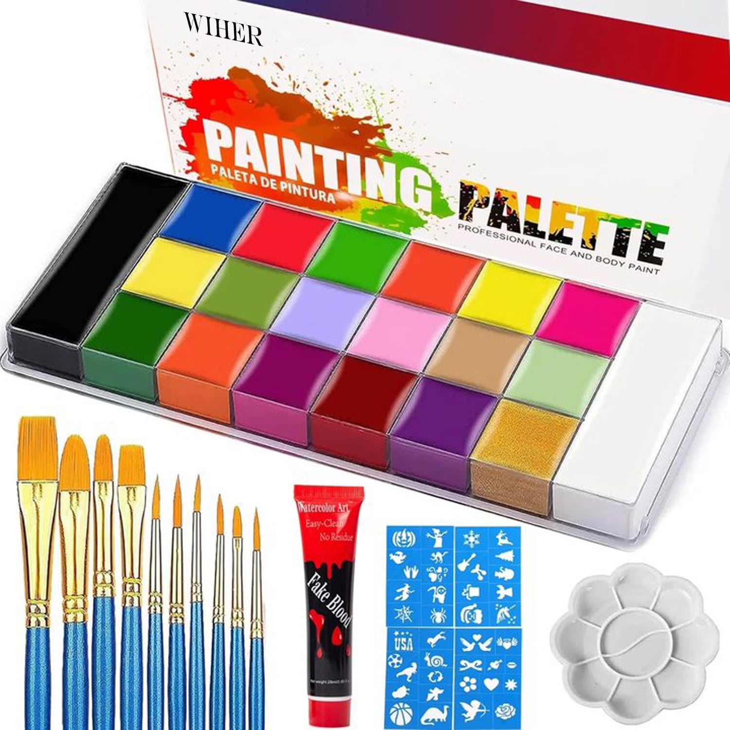 Wiher 20 Colors Professional Face Body Paint Kit, Oil Face & Body Paint ...