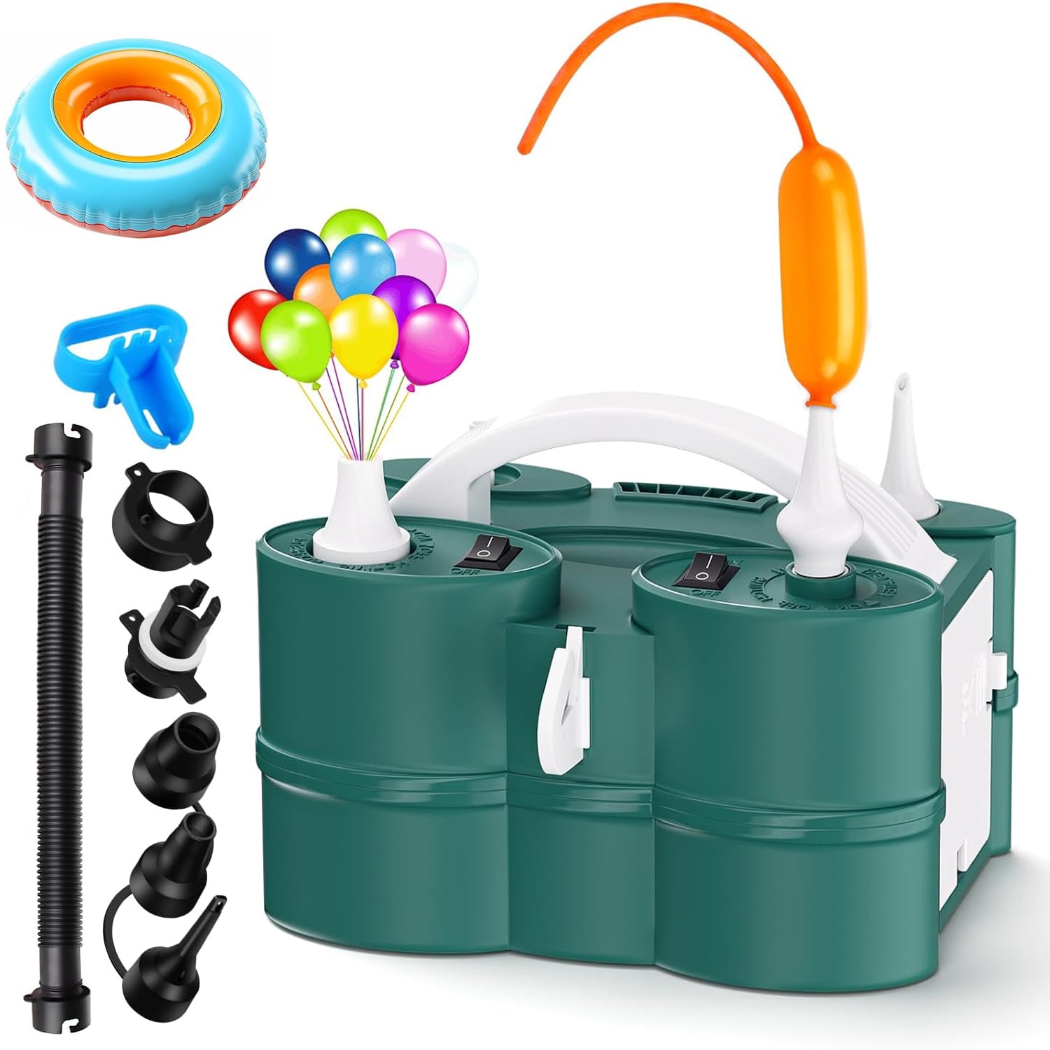 Wiher Balloon Pump, 3-in-1 Portable Electric Air Pump for Inflatables and Balloons, with Hose ...