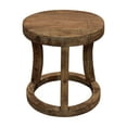 Koda Solid Wood Round Accent Stool With Circle Base in Natural Brown ...