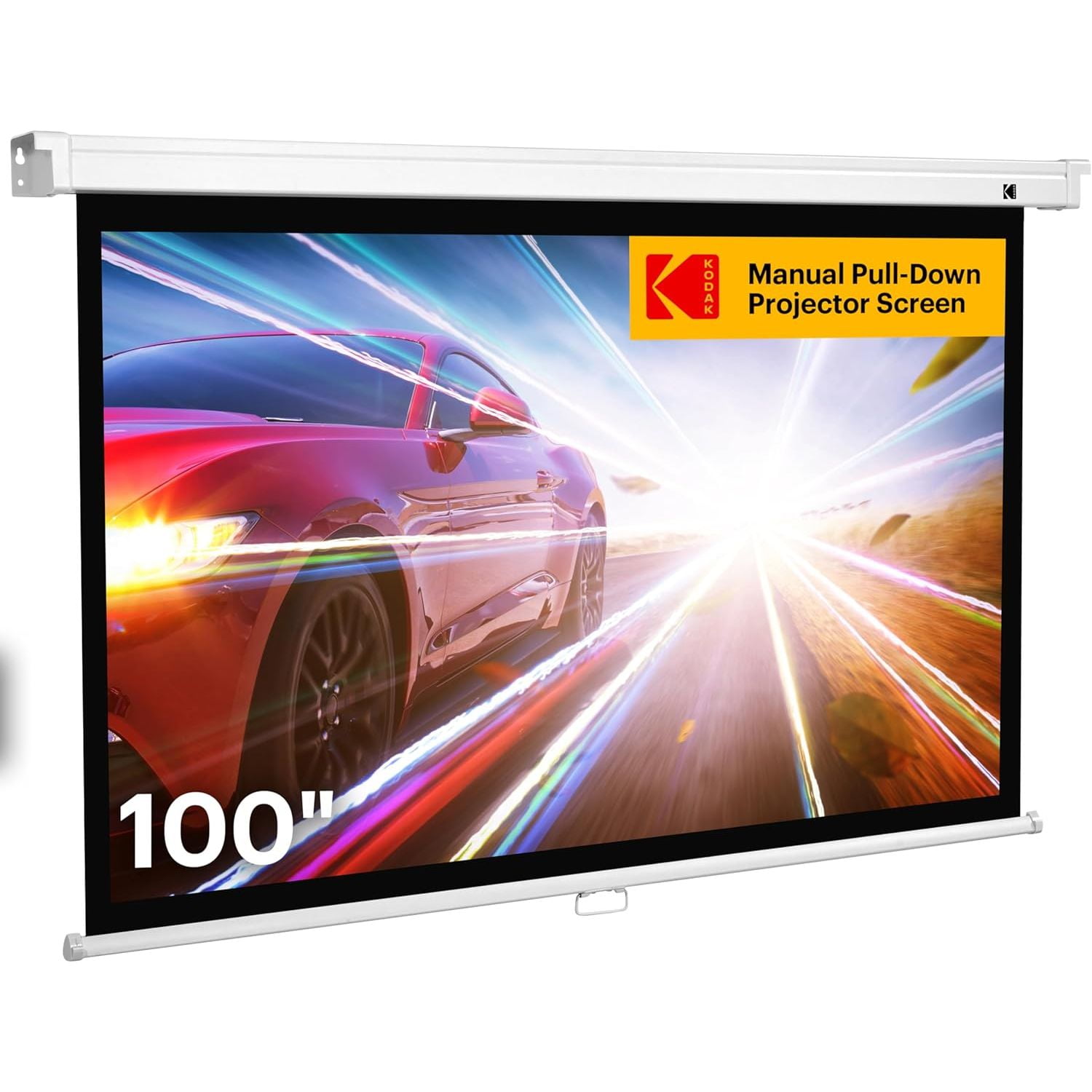 Kodak 100" Manual Pull Down Projector Screen, Large 16:9 Retractable ...