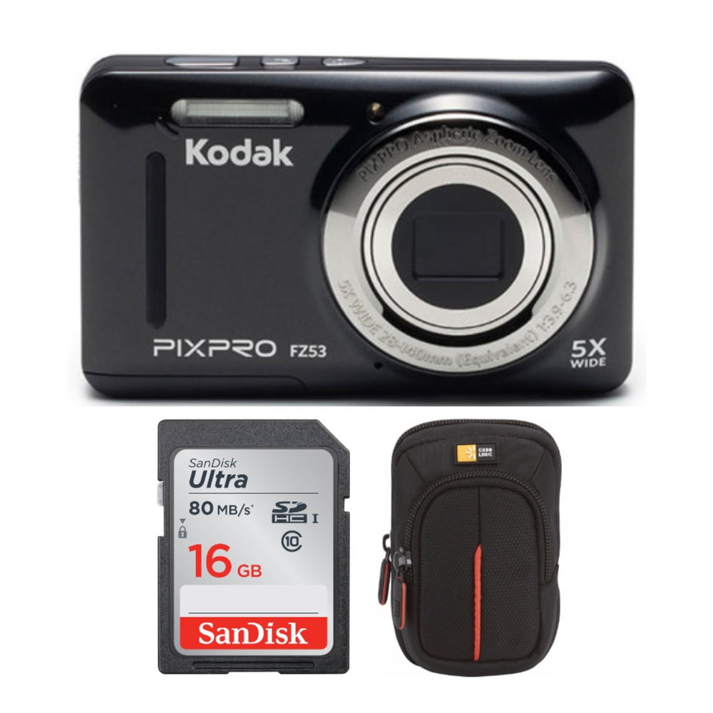 Kodak Point & Shoot FZ53 16MP Compact Zoom Digital Camera with 16GB SD ...
