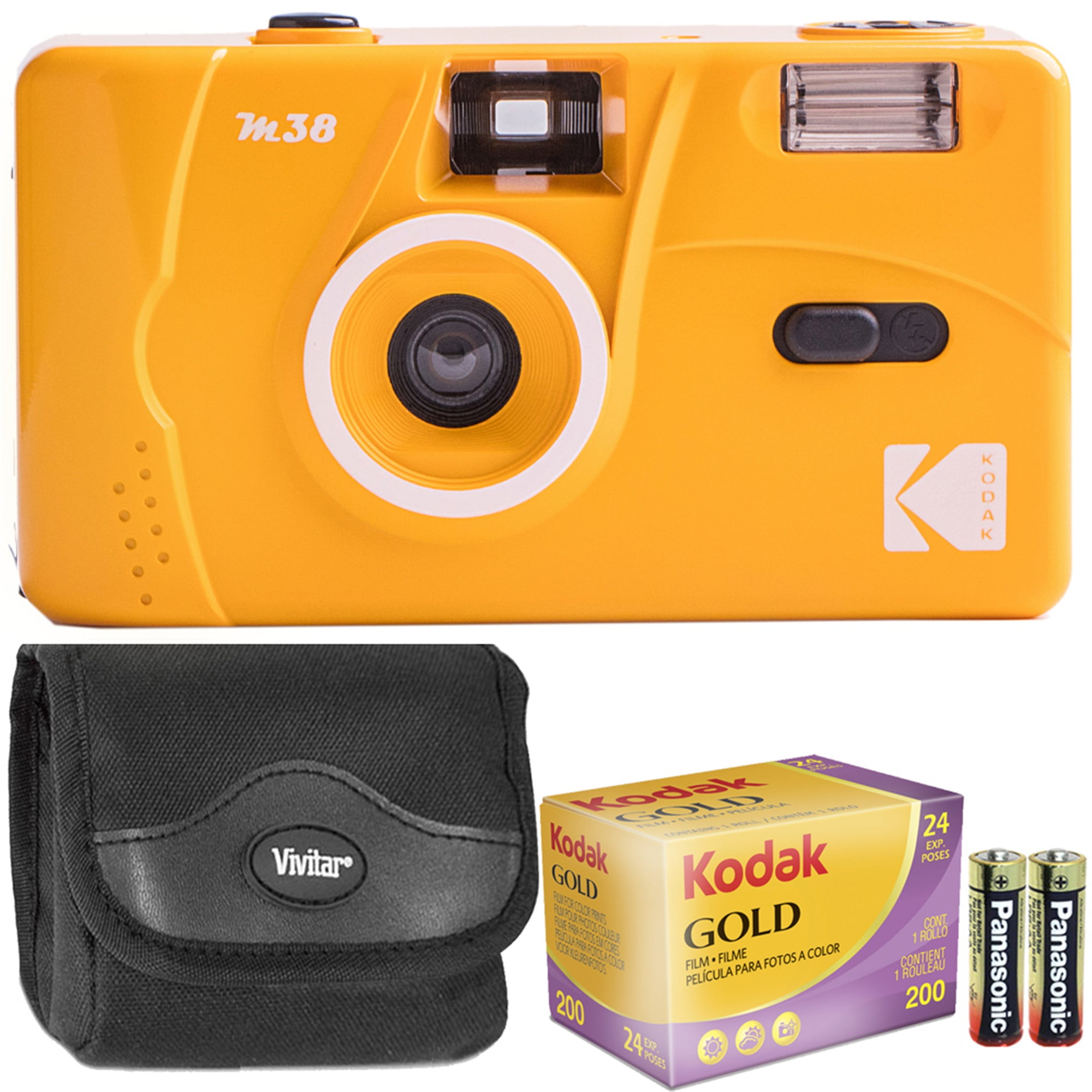 Kodak M38 35mm Film Camera (Yellow) with Gold 200 Color Negative Film ...