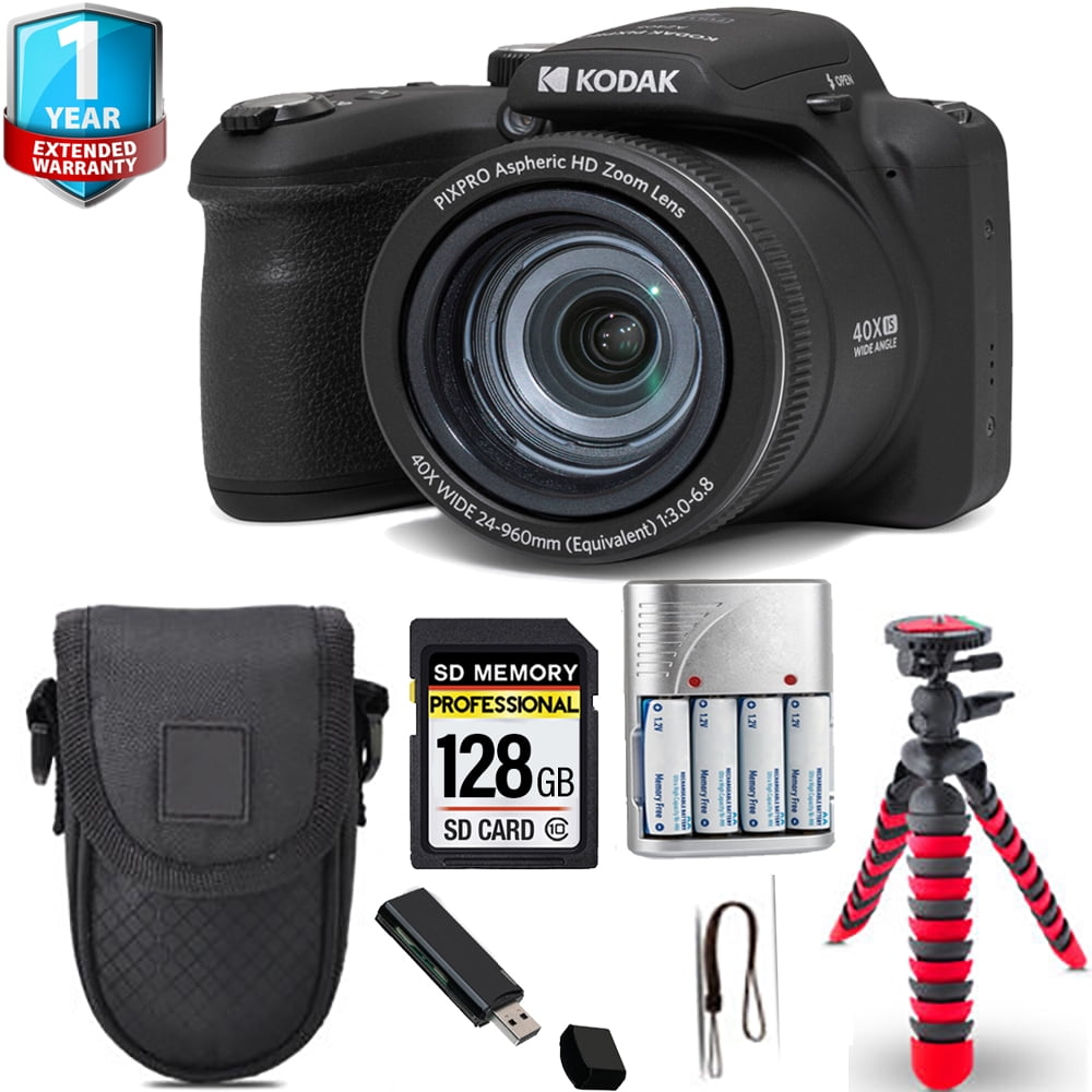 Kodak PIXPRO AZ405 Digital Camera (Black) + Spider Tripod + 1 Yr ...