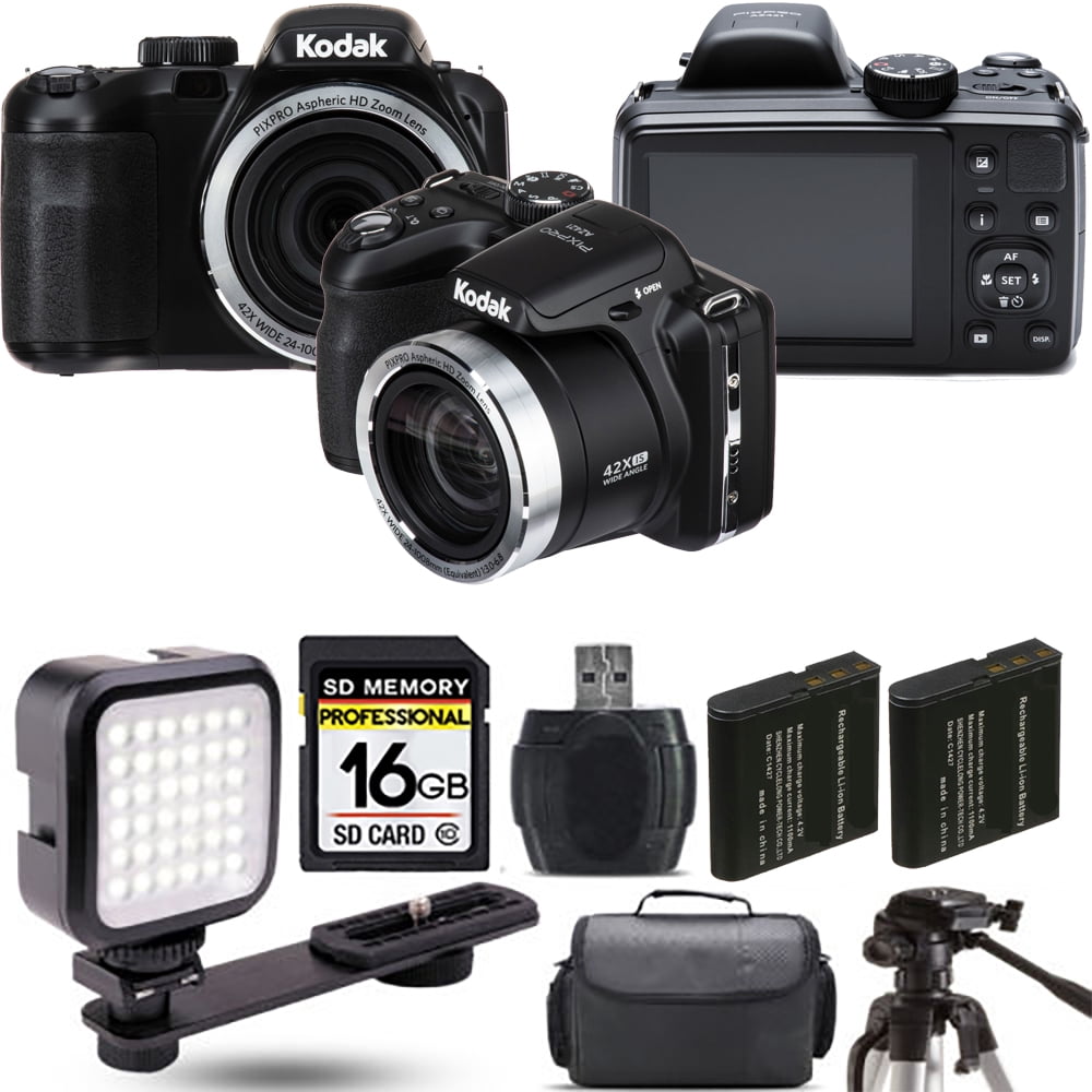 Kodak PIXPRO AZ421 Digital Camera Bundle: Extra Battery, LED, 16GB Kit ...