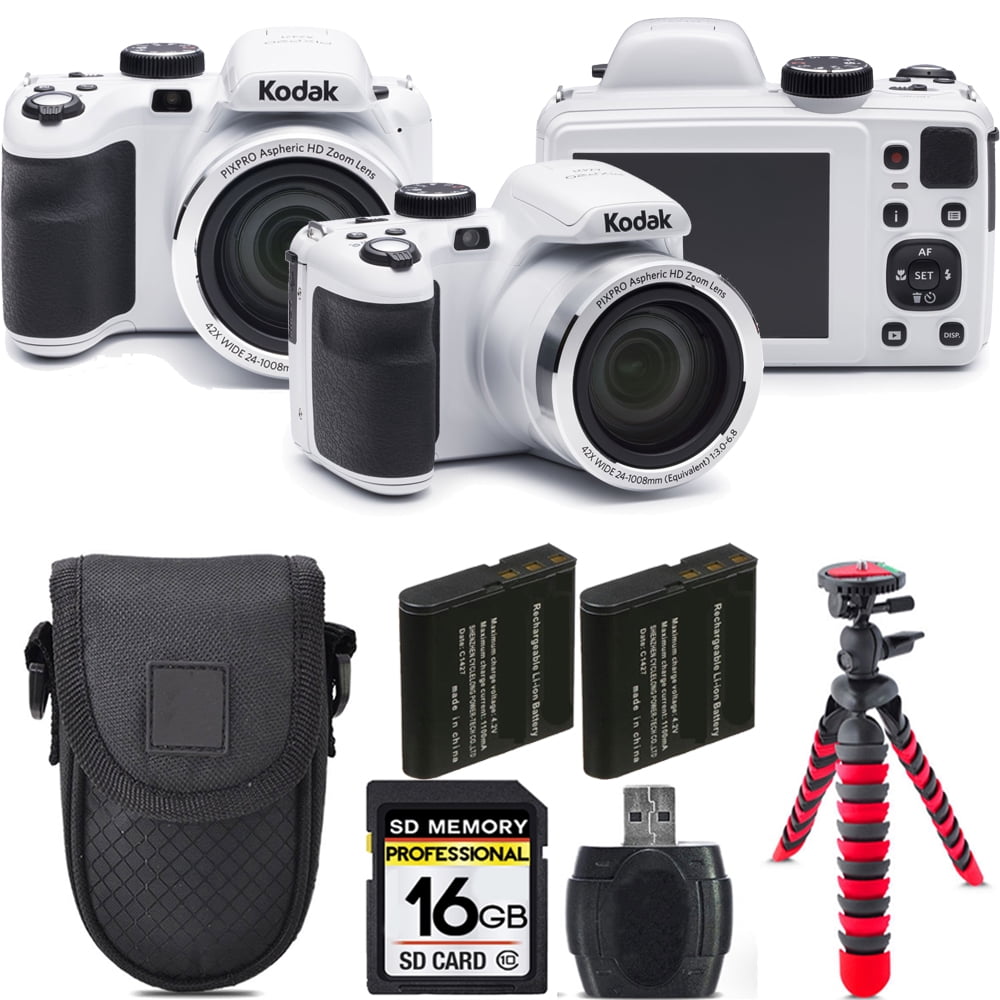 Kodak PIXPRO AZ421 Digital Camera (White) + Extra Battery +Tripod ...
