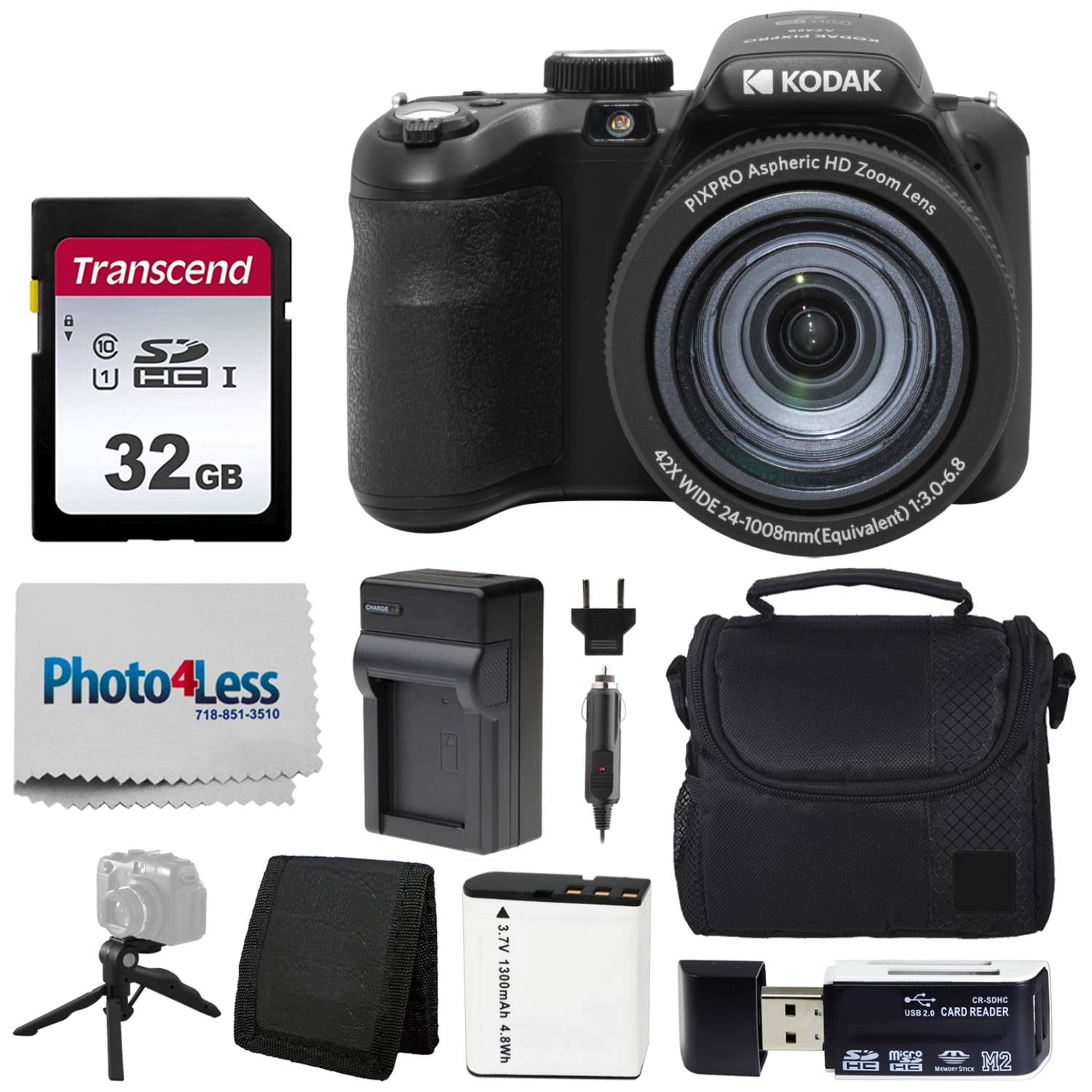 Kodak PIXPRO AZ425 Digital Camera (Black) + Accessories - Walmart.com