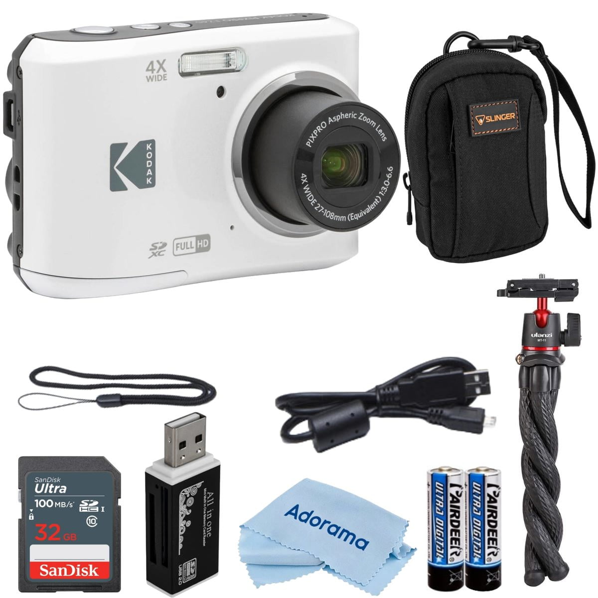 Kodak PIXPRO FZ45 Friendly Zoom 16MP Full HD Digital Camera, White ...