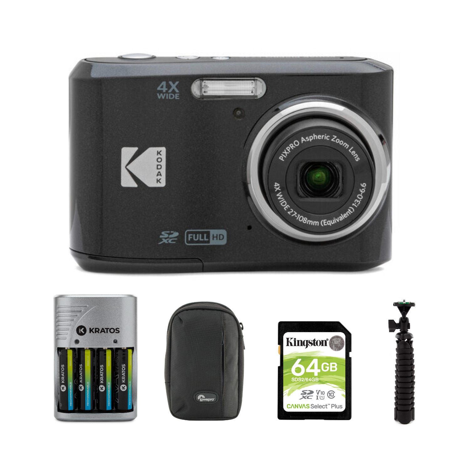 Kodak PIXPRO AZ421 16.2 Megapixel Compact Camera - Black - 3" LCD - 16: ...
