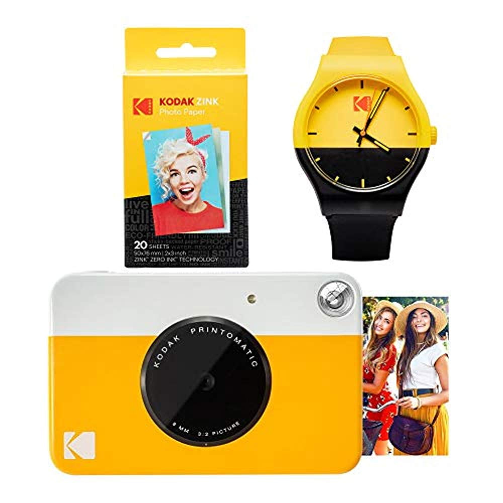 Kodak PRINTOMATIC Instant Print Camera (Yellow) Watch Bundle - Walmart.com