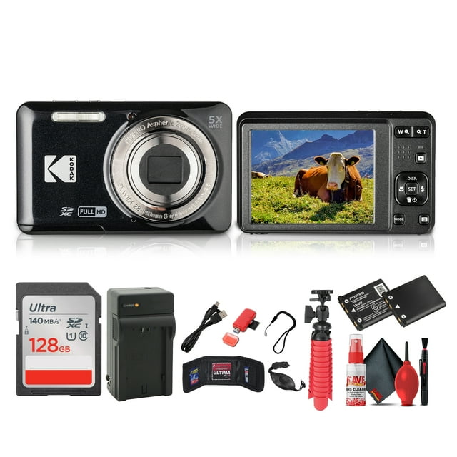 Kodak Pixpro FZ55 Digital Camera (Black) Bundle Including: 128 GB ...