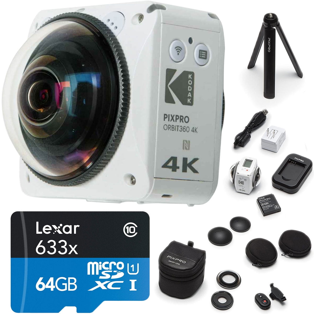 Kodak Pixpro Orbit360 4K VR Camera with Adventure Pack Bundle with 64GB ...