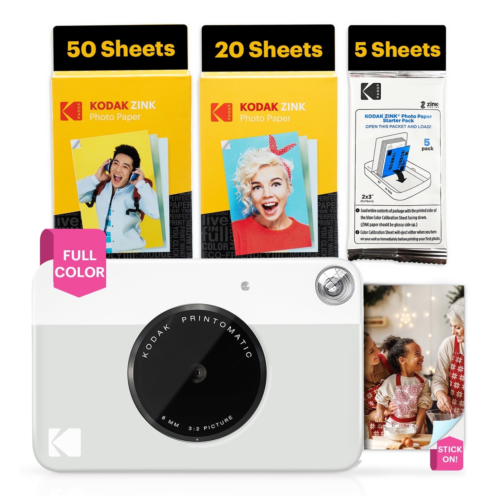Kodak Printomatic Instant Print Camera with ZINK Zero-Ink Printing, 5MP ...