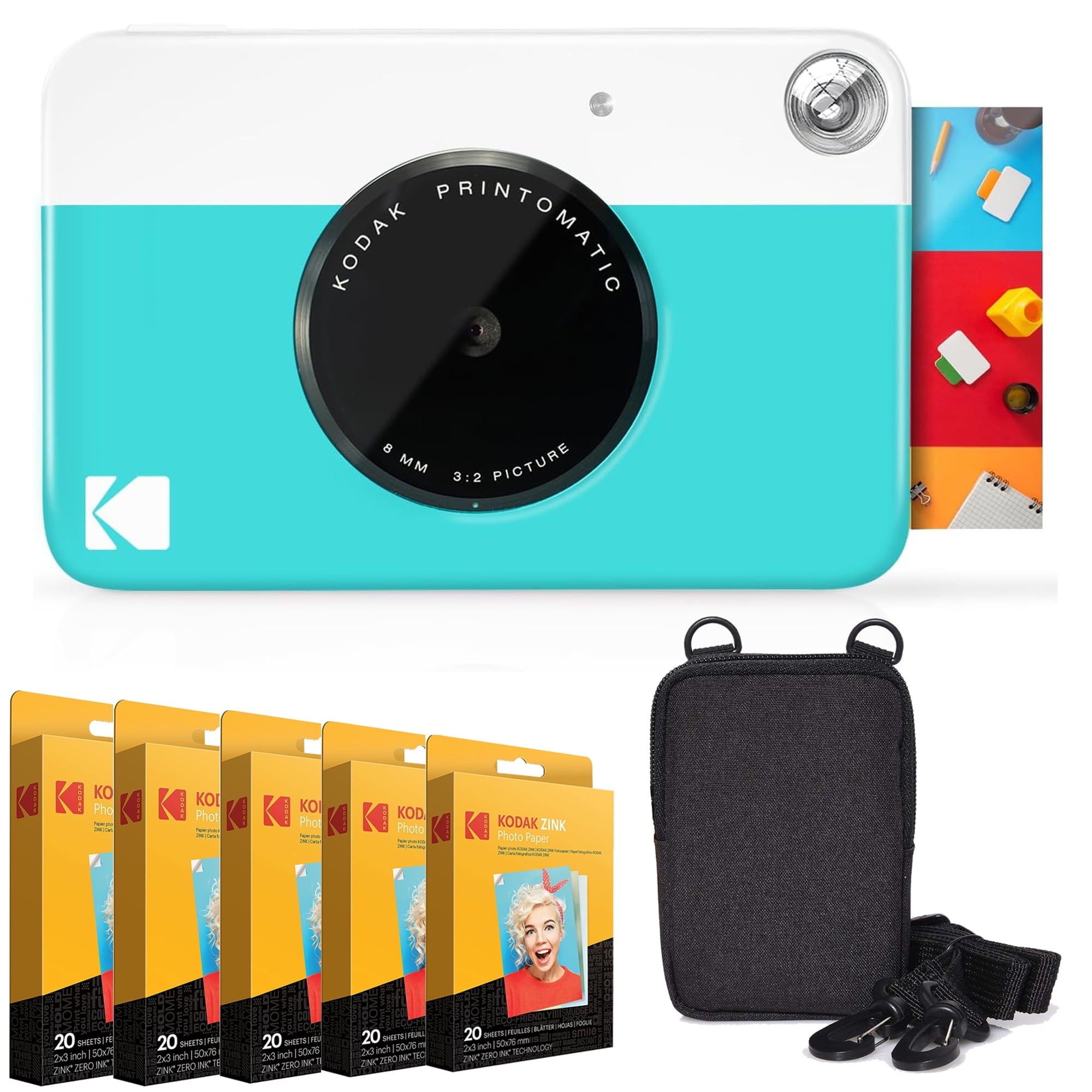 Kodak Printomatic Mini Instant Point & Shoot Camera (Blue) with Zink ...
