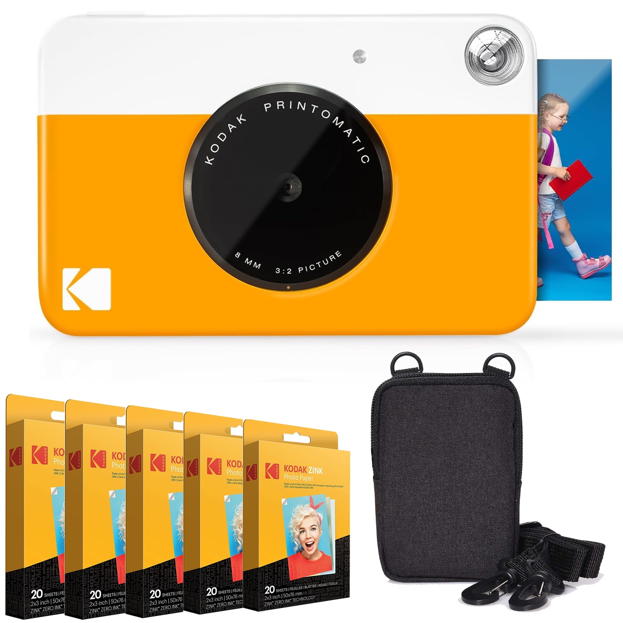 Kodak Printomatic Digital Point & Shoot Instant Camera (Yellow) Bundle ...