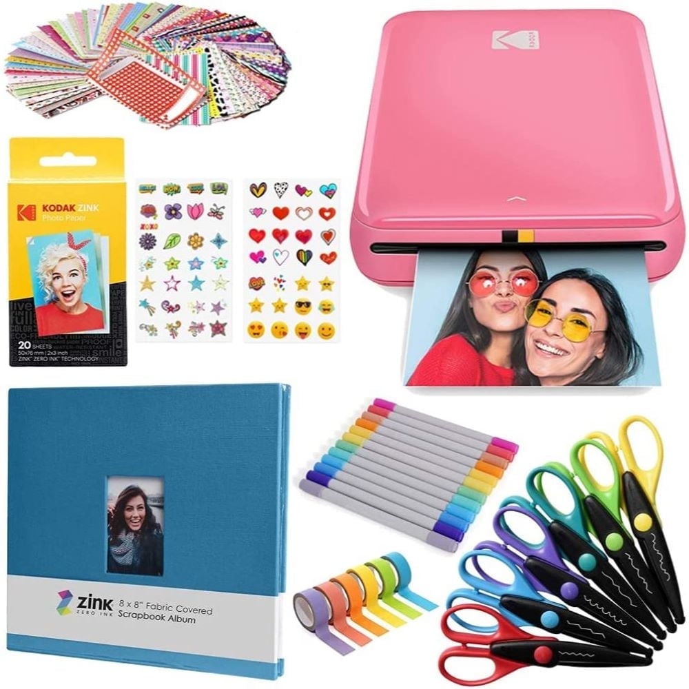 "Kodak Mobile 2x3"" Instant Photo Printer, Bluetooth, Scrapbook Bundle ...