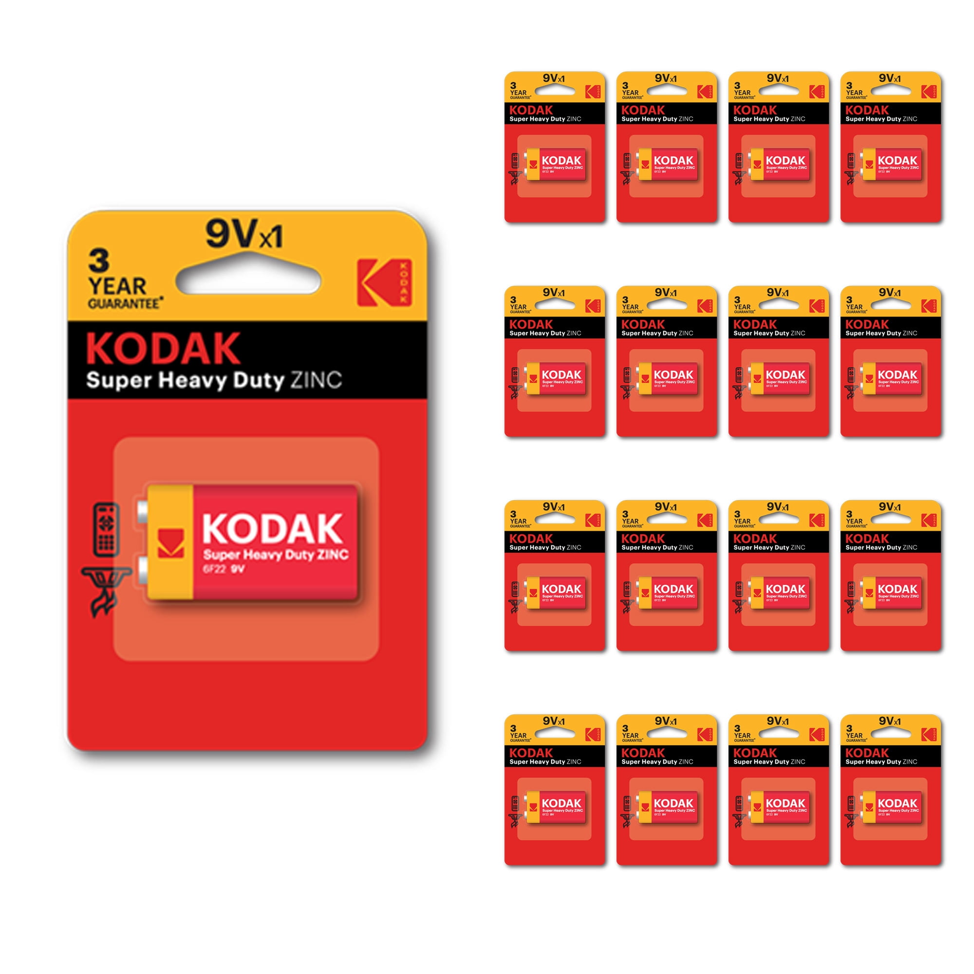 Kodak Super Heavy Duty 9V Batteries, 9 Volt Battery For Smoke Detectors ...