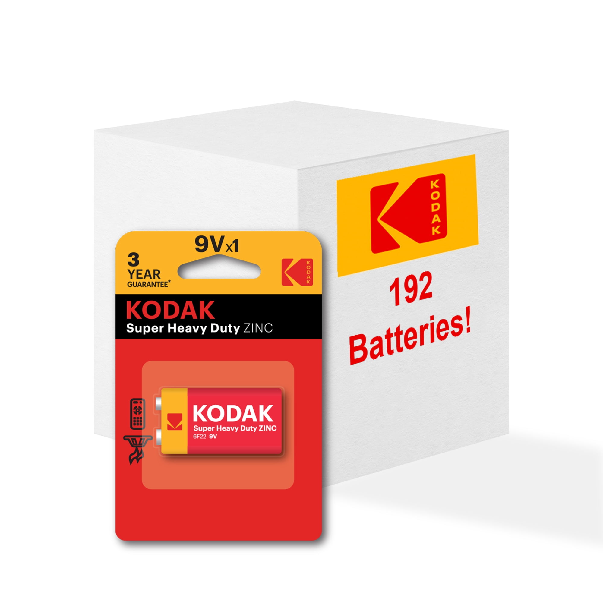 Kodak Super Heavy Duty 9V Batteries, 9 Volt Battery For Smoke Detectors, 192 Ct - Walmart.com