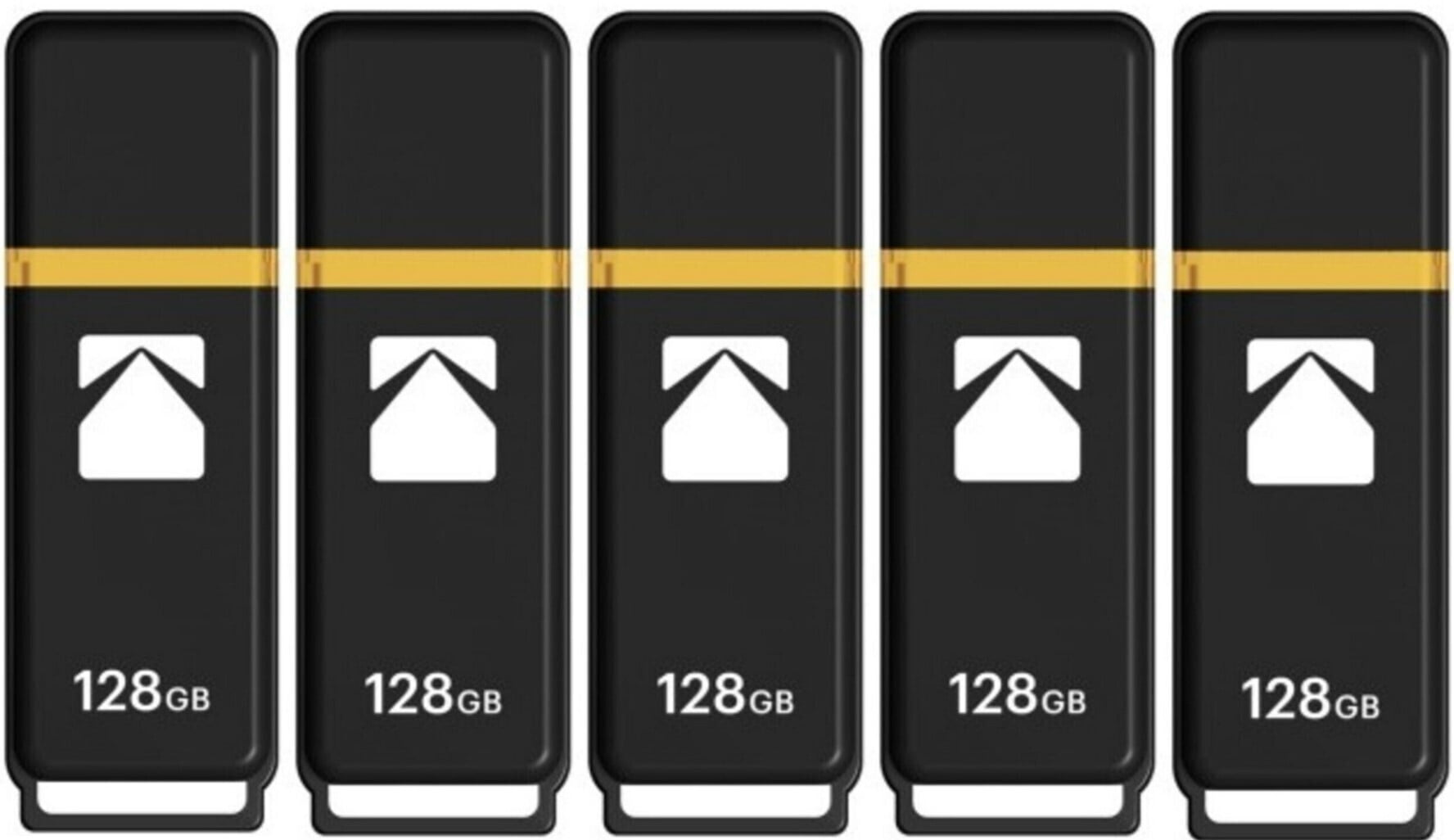 Kodak Classic K100 Cap & Body Series USB 3.2 Gen 1 Interface 128GB Flash Drive, Black - Pack of ...