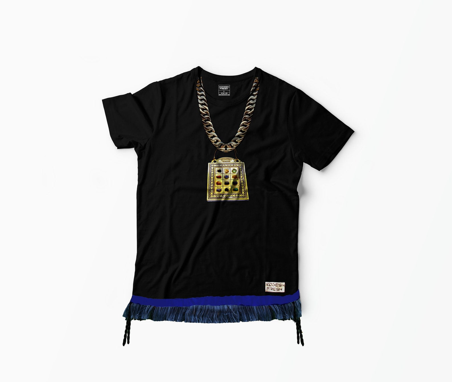Kodesh Fresh Gold Ephod Cuban Links Hebrew Israelite Black T-Shirt with ...