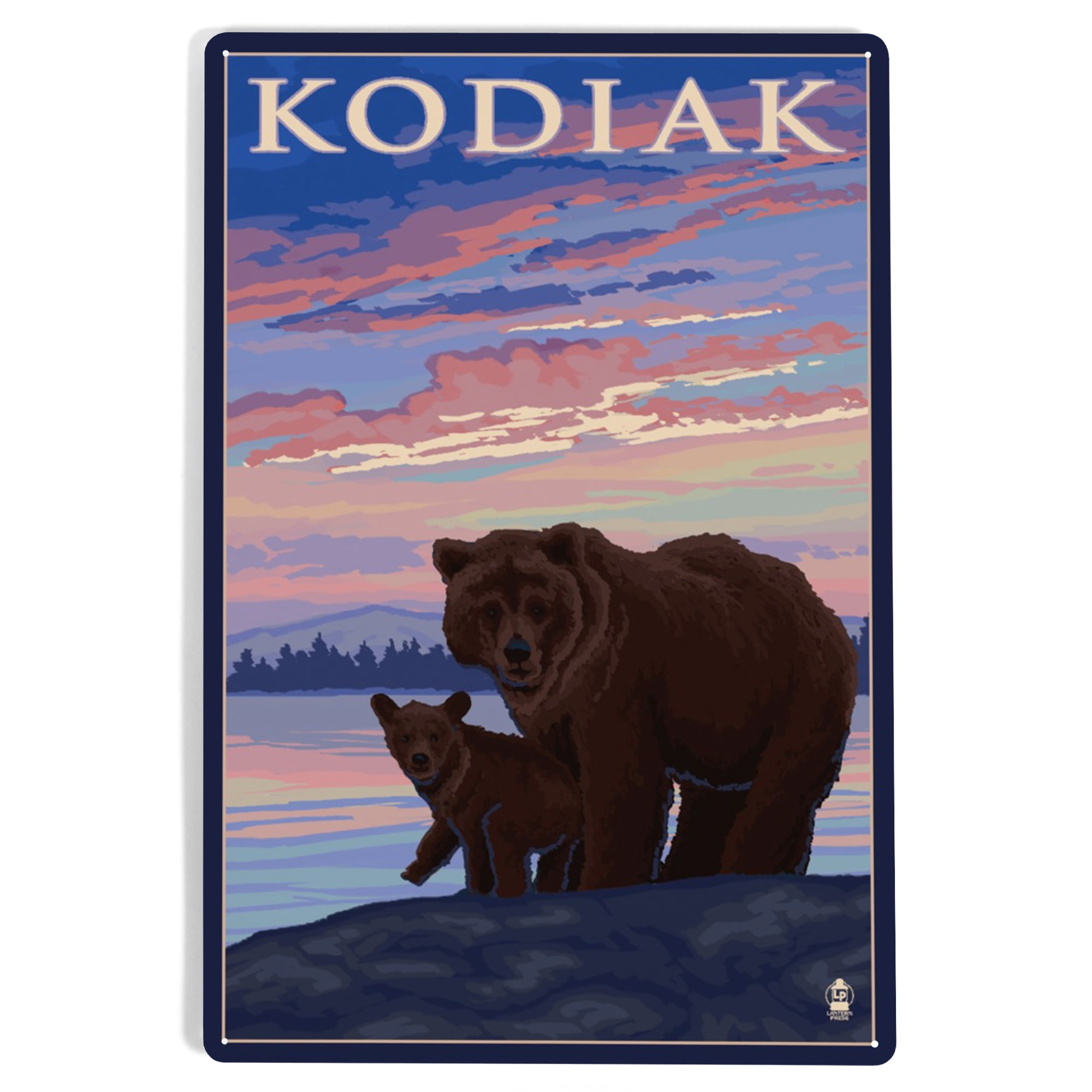 Kodiak, Alaska, Bear and Cub (12x18 Aluminum Art, Indoor Outdoor Metal ...