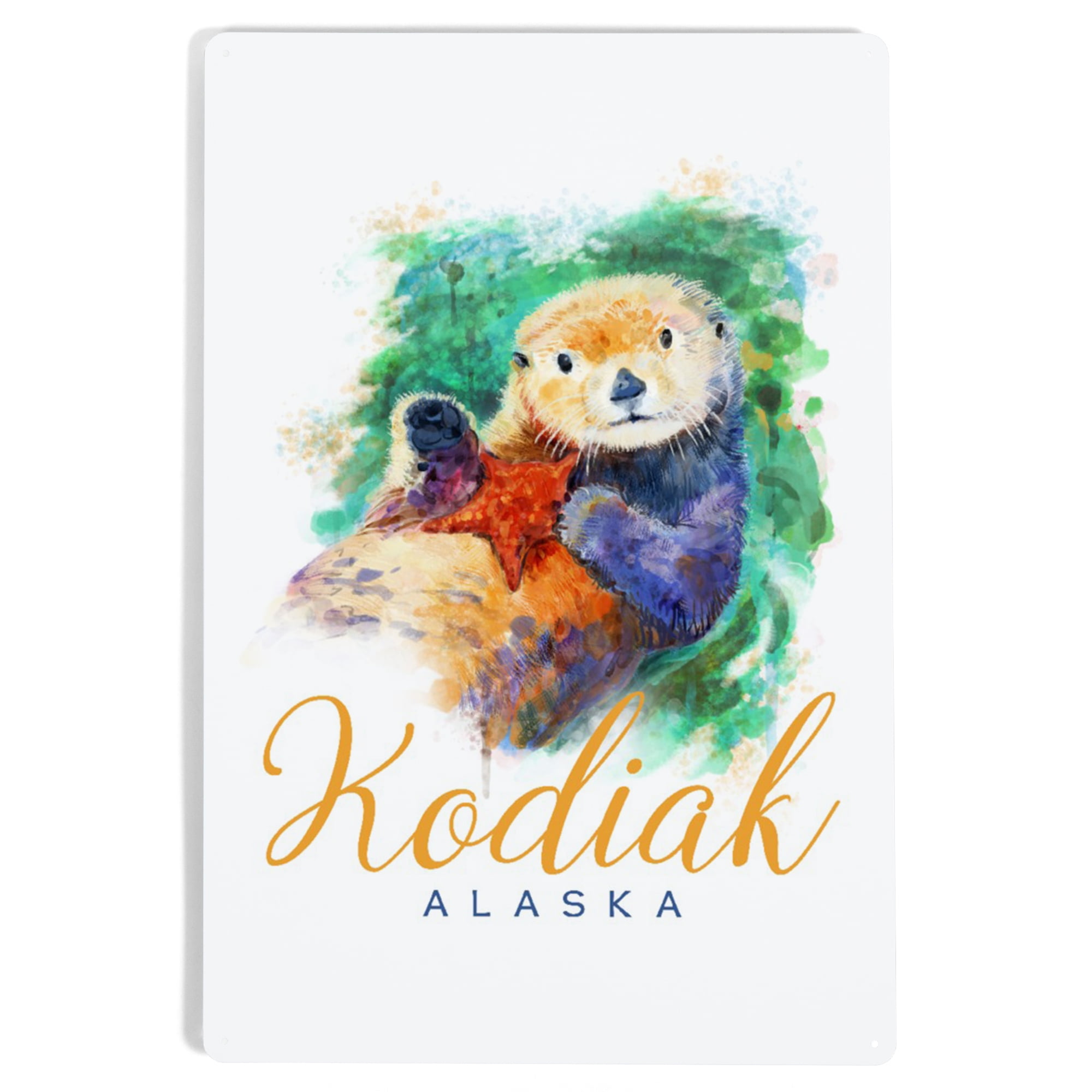 Kodiak, Alaska, Sea Otter, Watercolor (12x18 Aluminum Art, Indoor ...