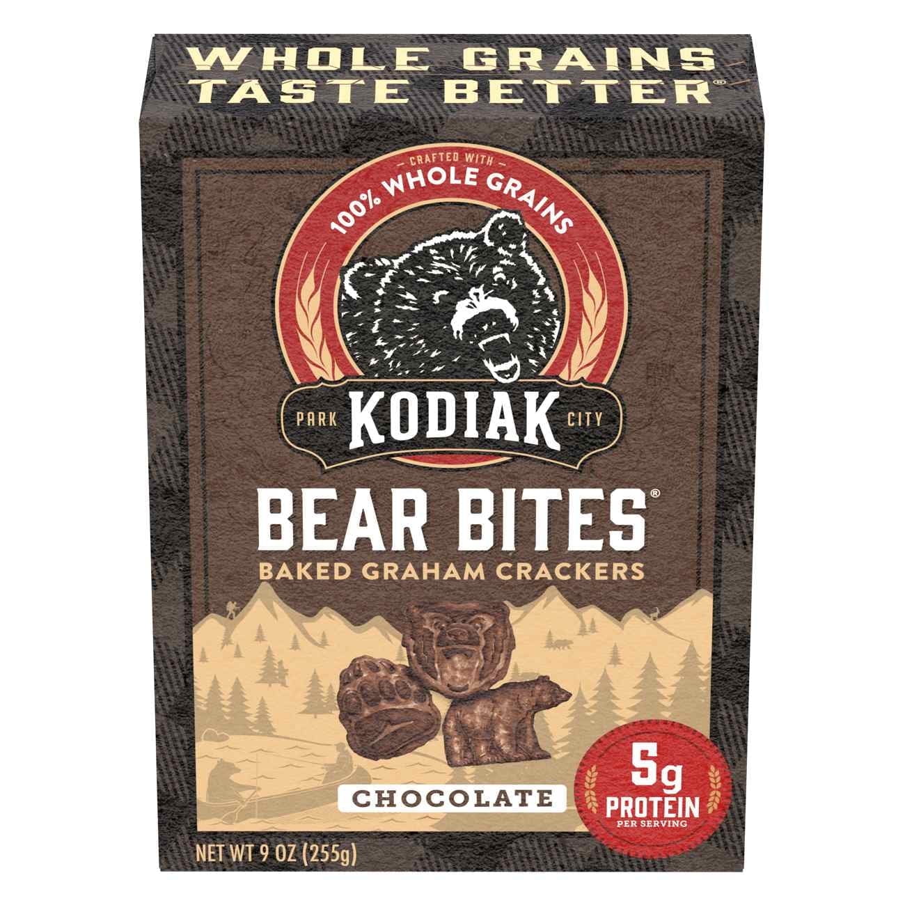 Kodiak Bear Bites 5g Protein Graham Crackers - Chocolate 9 oz - Walmart.com