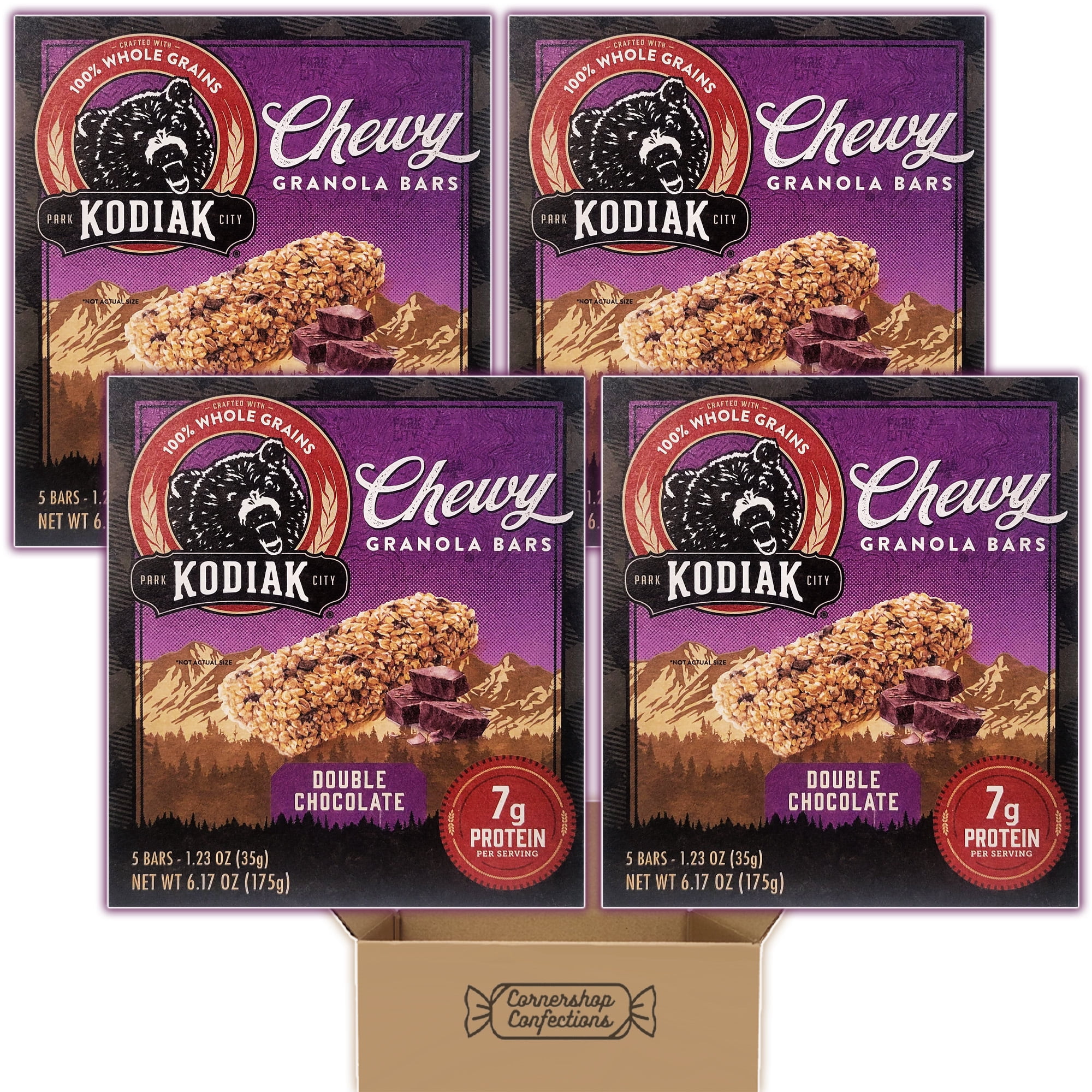 Kodiak Cakes Double Chocolate Chewy Granola Bars Bundle Pack - 4 Boxes ...
