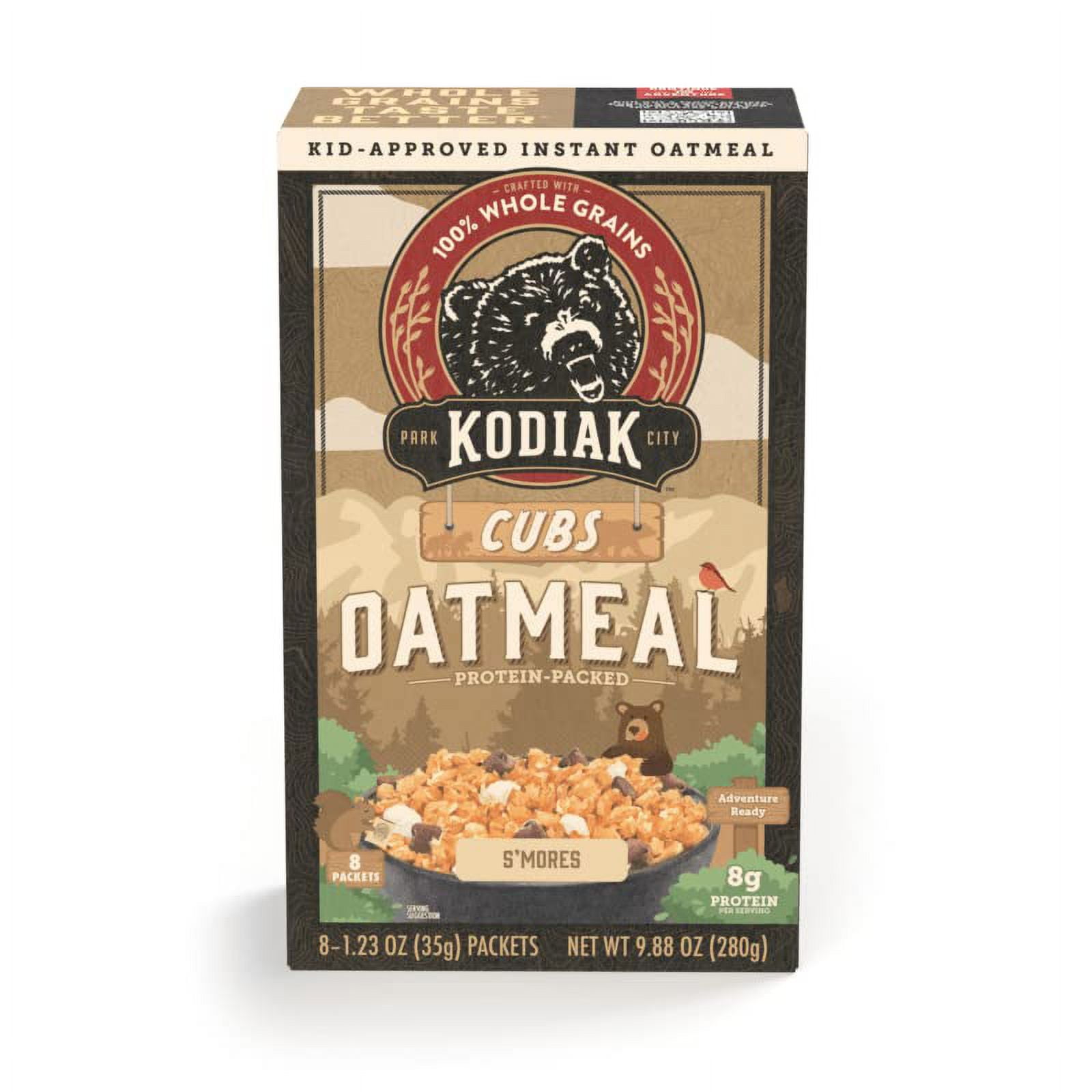 Kodiak Cakes Instant Kids Cub Oatmeal Packets - High Protein S,Mores ...