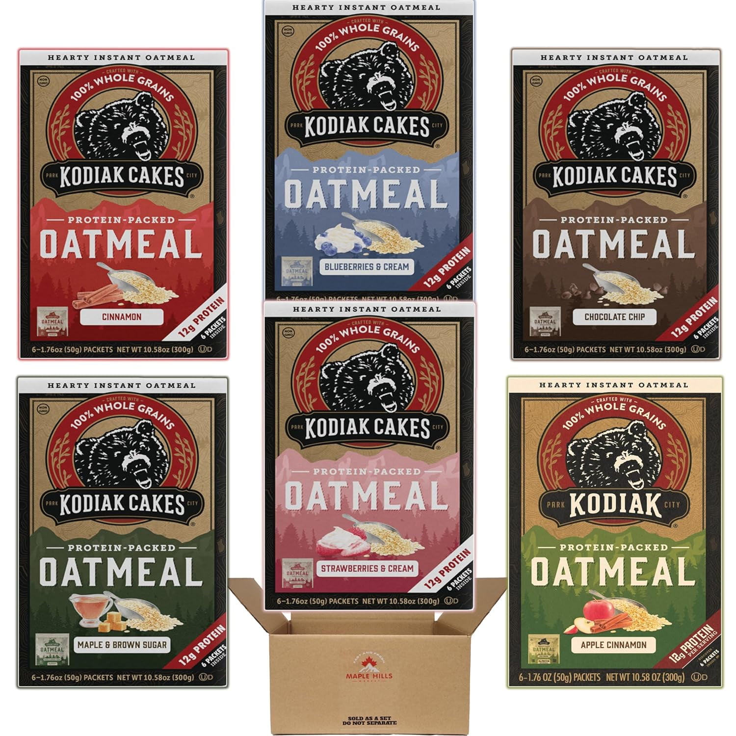 Kodiak Cakes Oatmeal Variety Pack - 36 Packets - 6 Flavors ...