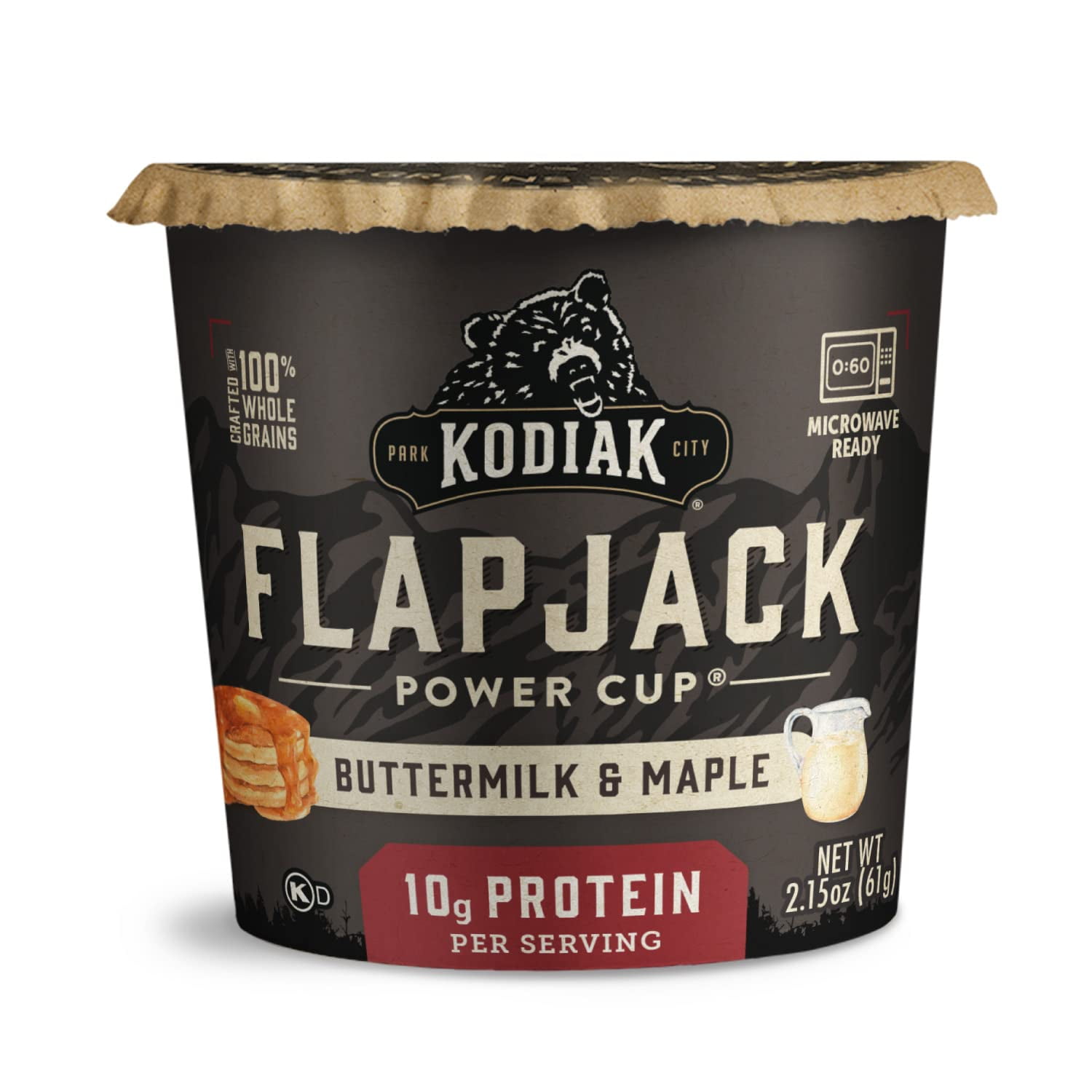 Kodiak Cakes High Protein Buttermilk & Maple Flapjack Power Cup, Pancake Mix, Easy to Prepare, 2 ...