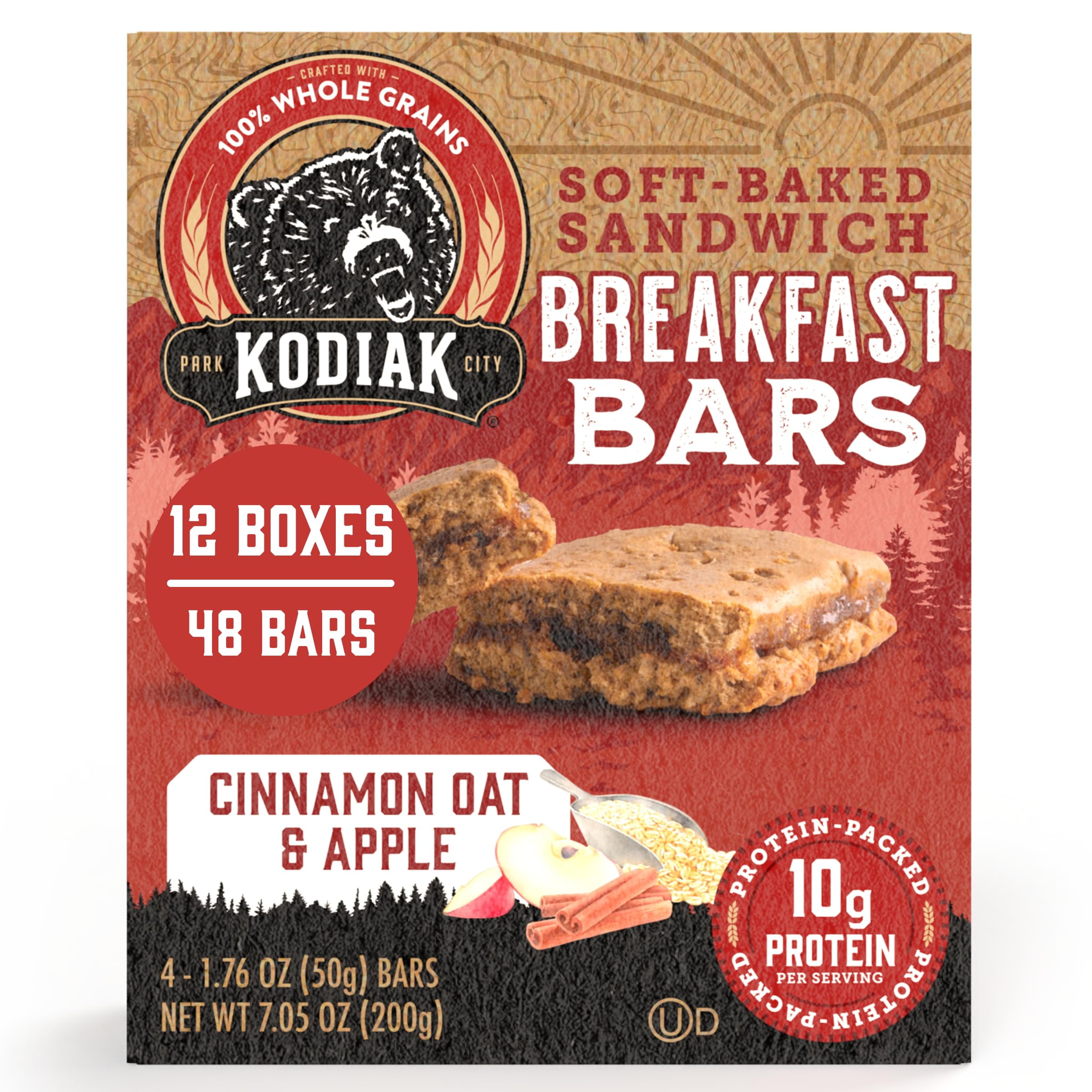 Kodiak Cakes Soft Baked DEF29 Sandwich Breakfast Bar, Cinnamon Oat ...