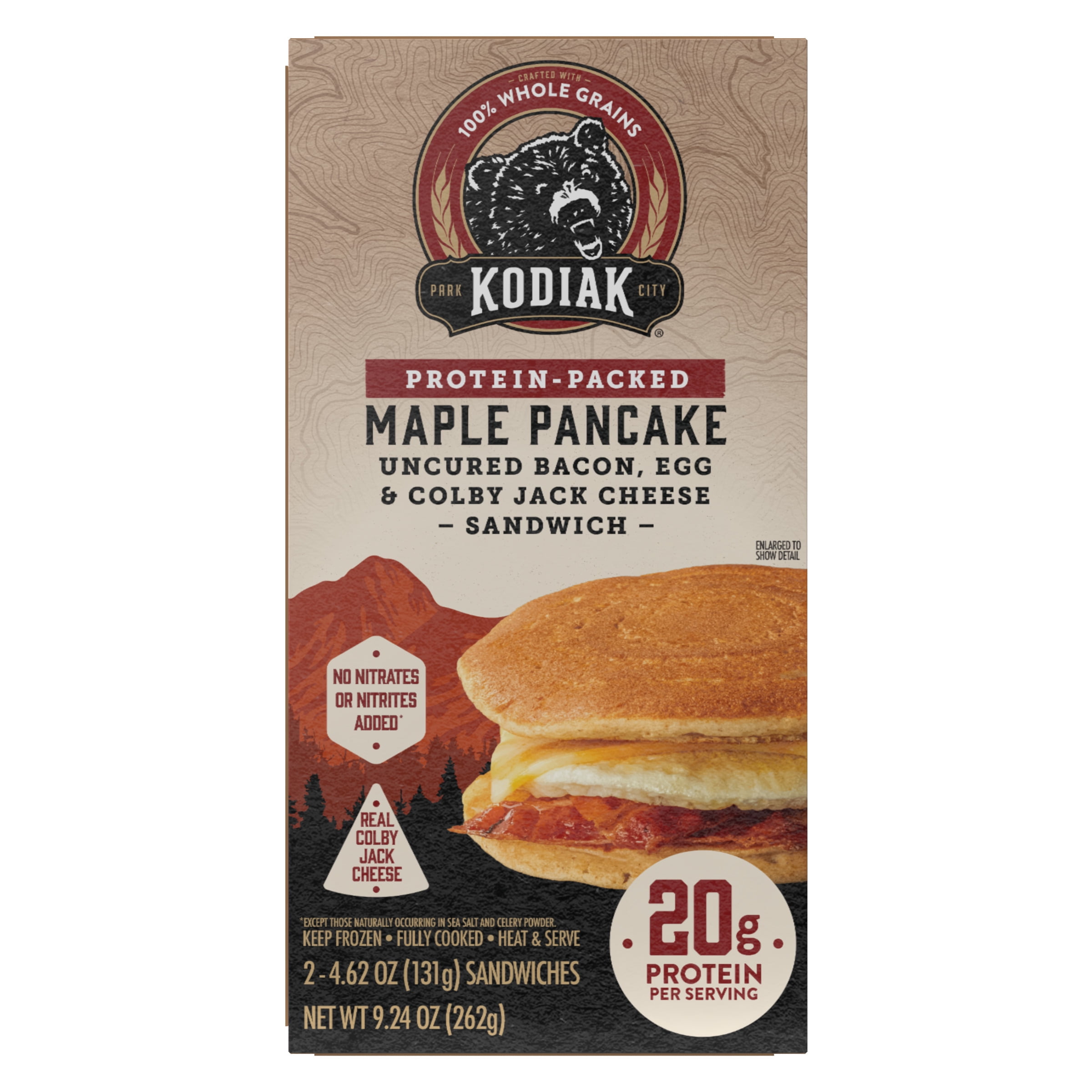 Kodiak Protein-Packed Frozen Breakfast Sandwiches, Bacon and Colby Jack ...
