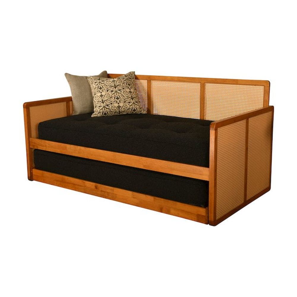 Kodiak Furniture Abaco Wood Daybed with Pop Up in Honey Includes Black ...