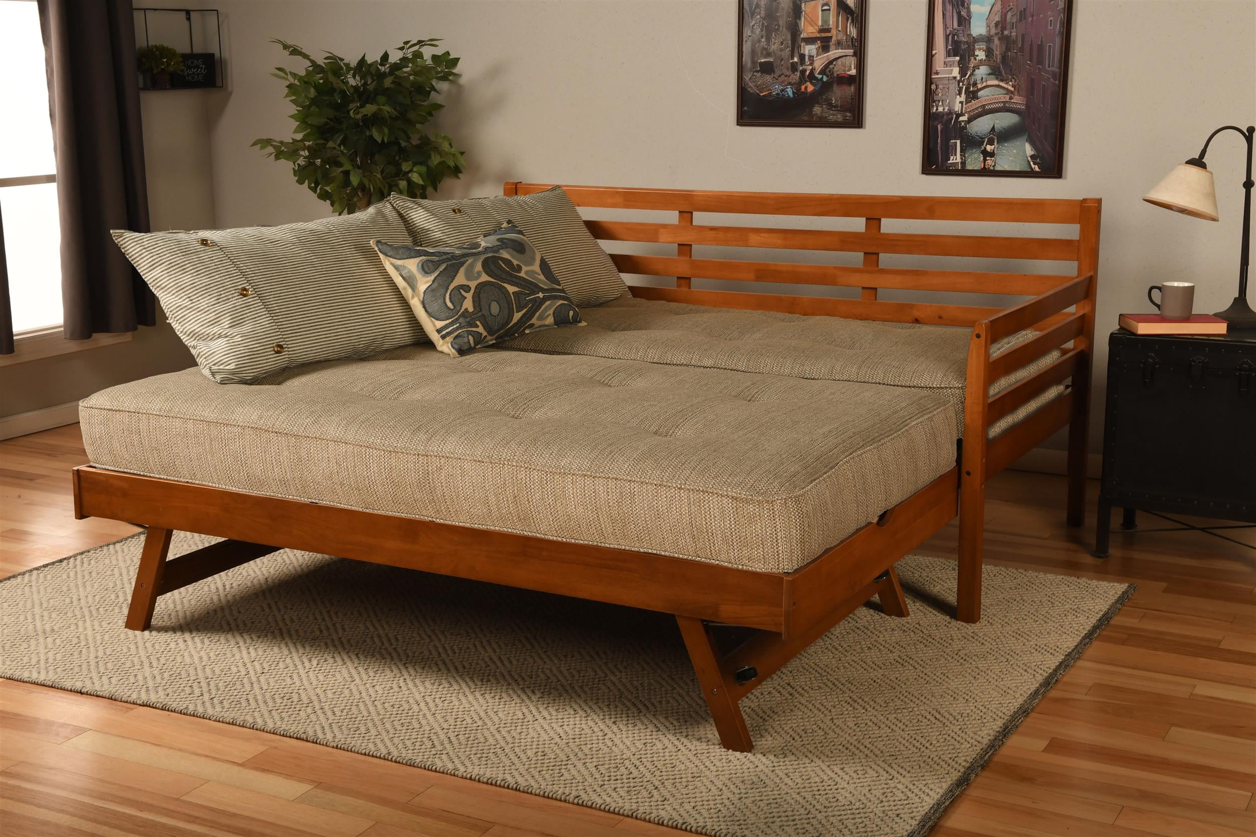 Kodiak Furniture Boho Wood Daybed/Pop Up in Barbados Brown w/ Brown ...