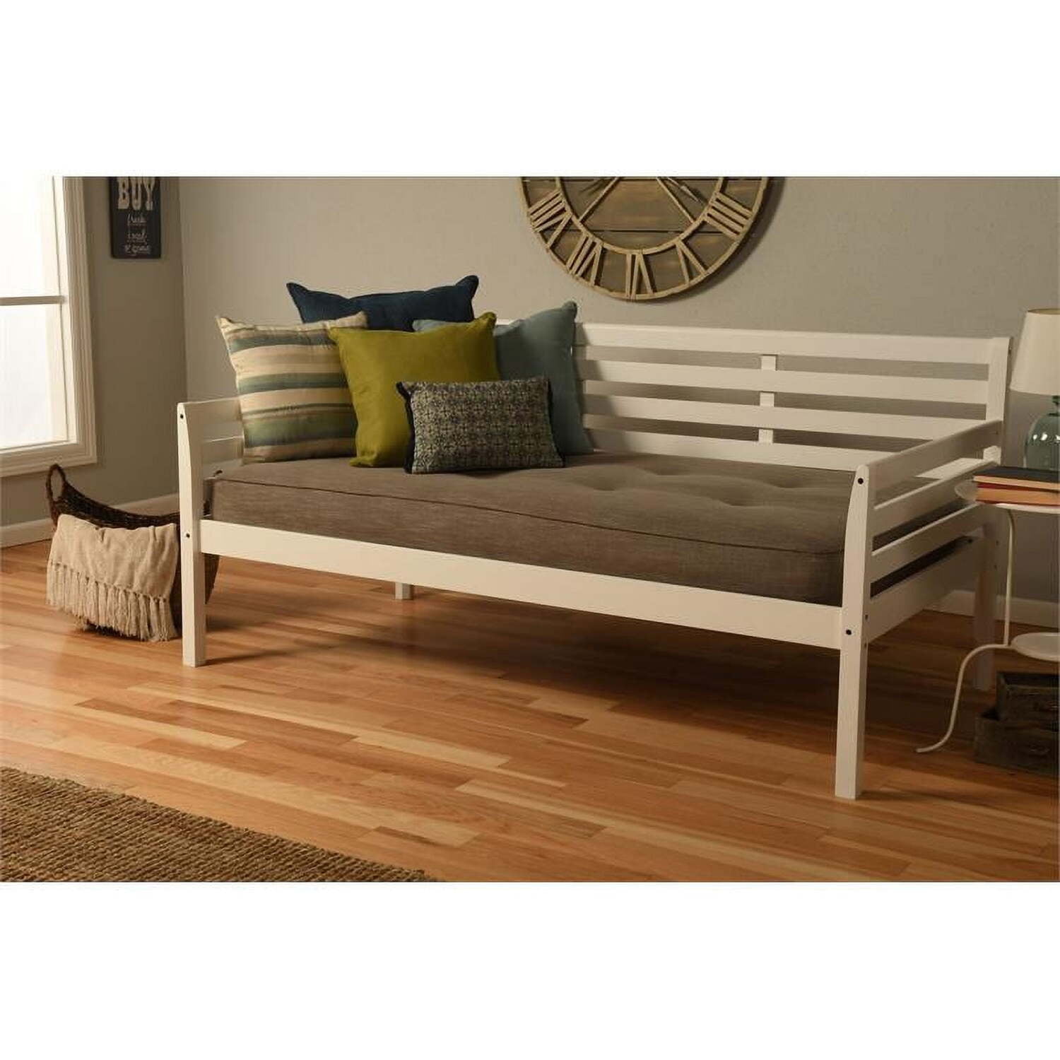 Kodiak Furniture Boho Wood Daybed in White Finish with Linen Stone ...
