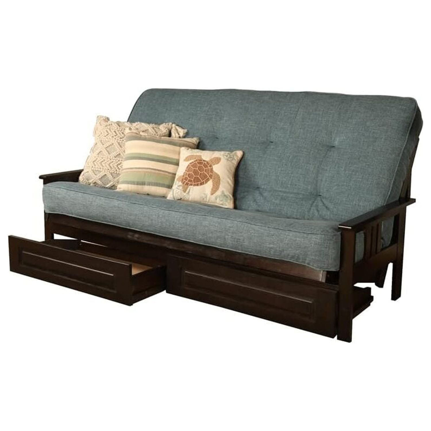 Kodiak Furniture Tufted Queen-Size Futon Mattress with Linen Aqua Blue ...