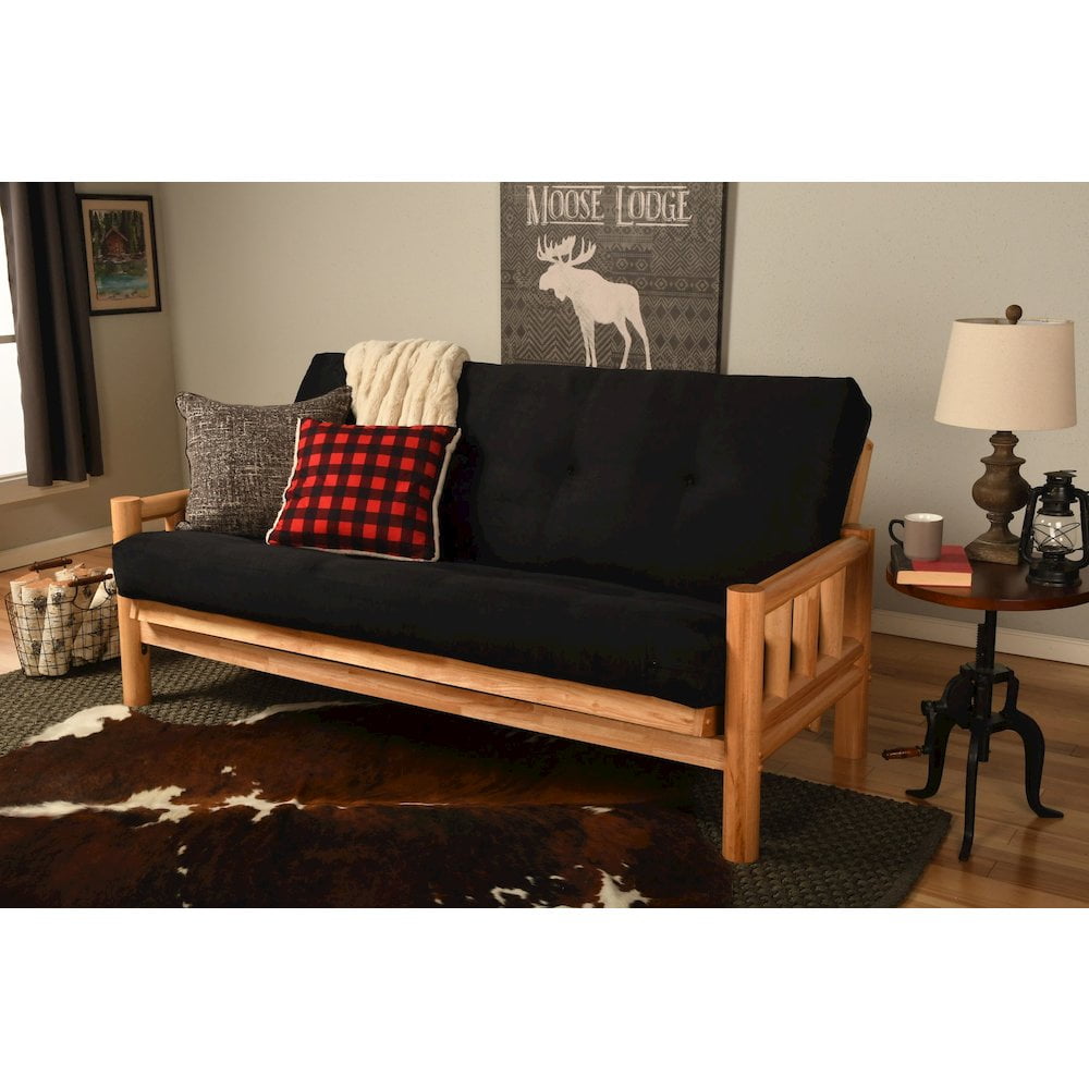 Kodiak Furniture Lodge Futon with Suede Fabric Mattress in Black ...
