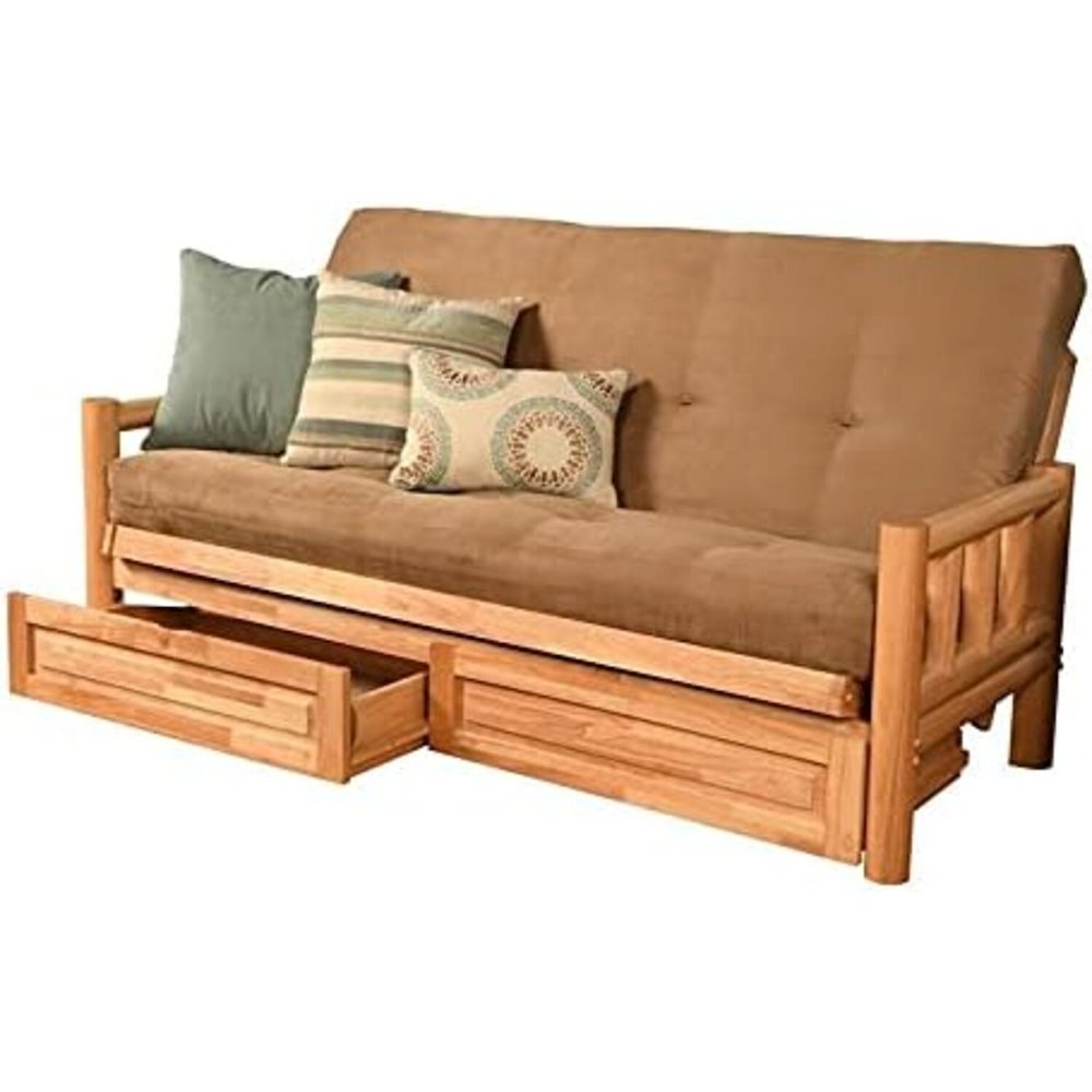 Kodiak Furniture Lodge Futon with Suede Fabric Mattress in Natural/Tan ...