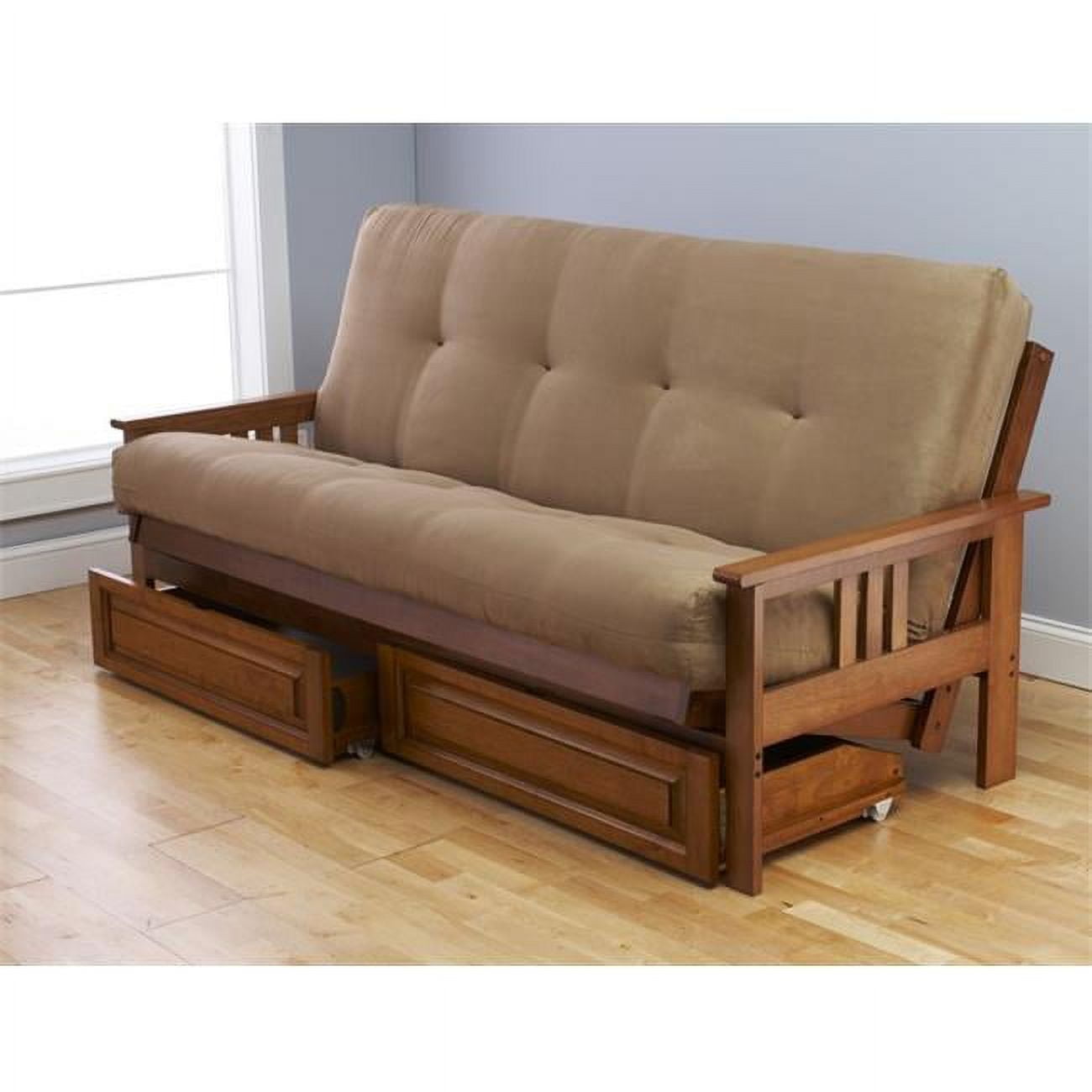 Kodiak Furniture Monterey Futon with Suede Peat Fabric Mattress in Tan ...