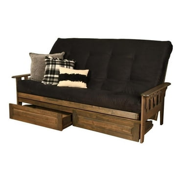 Albany Futon with storage in Rustic Walnut Finish, Multiple Colors ...