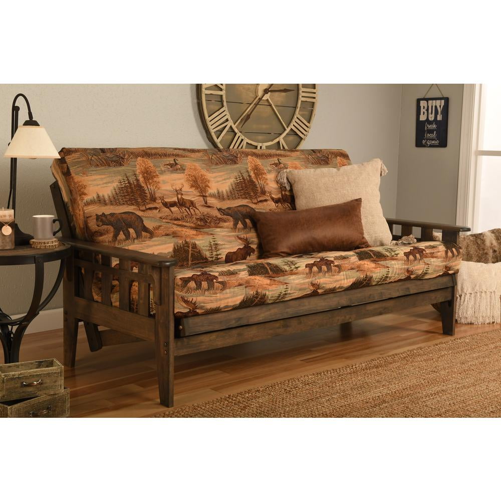 Kodiak Furniture Tucson Rustic Walnut Futon with Canadian Fabric ...