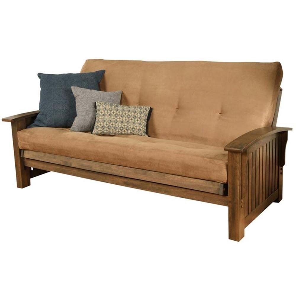 Kodiak Furniture Washington Futon in Rustic Walnut includes Suede Peat ...