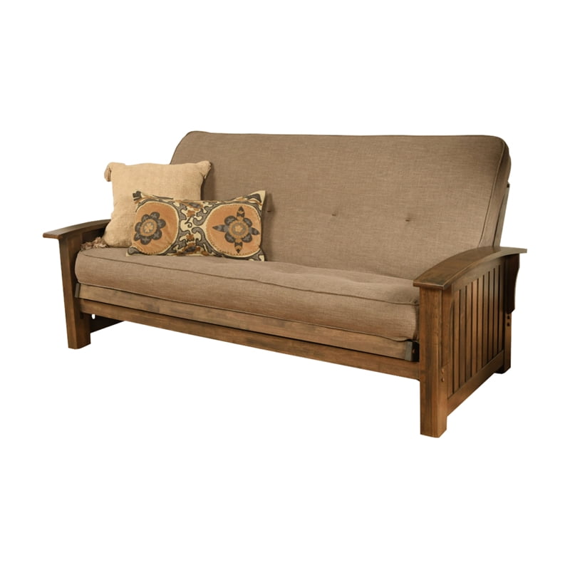 Kodiak Furniture Washington Futon in Rustic Walnut w/ Linen Stone Gray ...