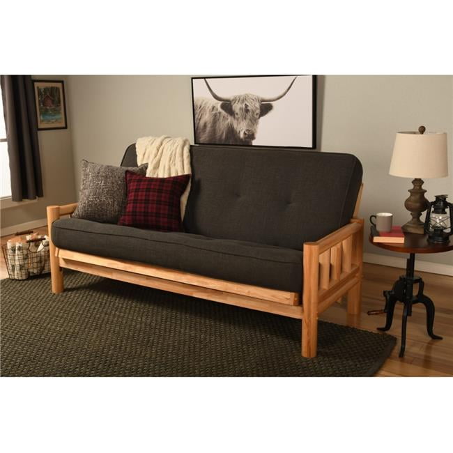 Kodiak Lodge Natural Futon Frame with Linen Charcoal Mattress - Full ...
