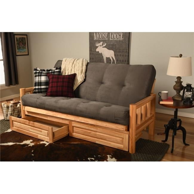 Kodiak KFLDDSGRYLF5MD4 Lodge Natural Futon Frame with Suede Gray ...