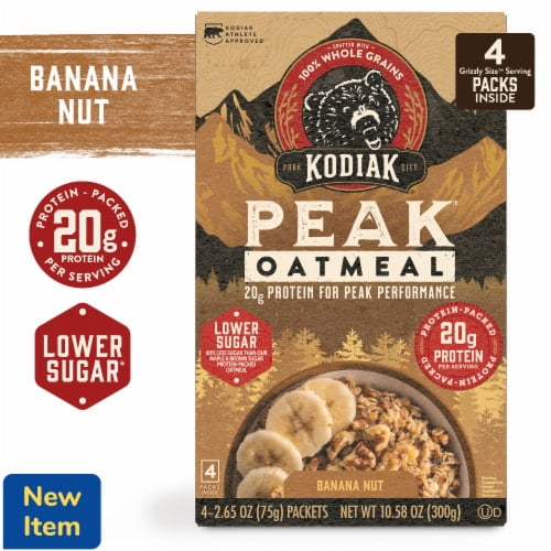 2X - Kodiak Peak Banana Nut Lower Sugar Protein Instant Oatmeal ...
