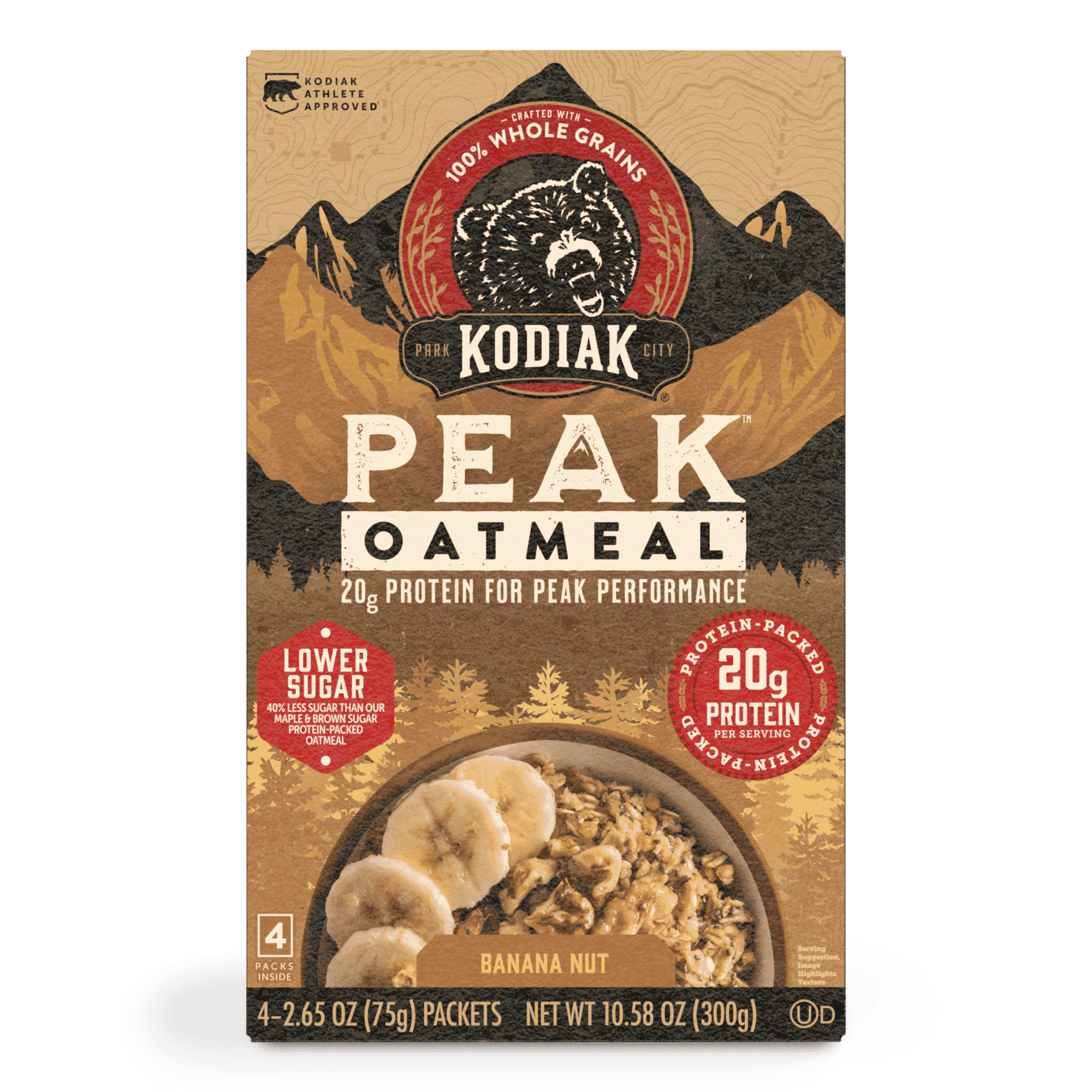 Kodiak Peak Protein-Packed Banana Nut Instant Oatmeal Packets, 2.65 oz ...