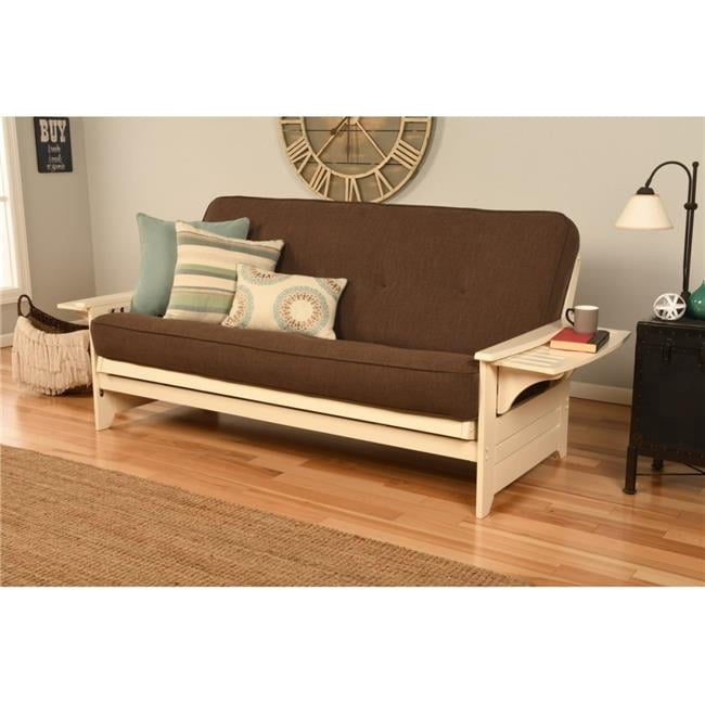 Kodiak Phoenix Antique White Futon Frame with Linen Cocoa Mattress ...