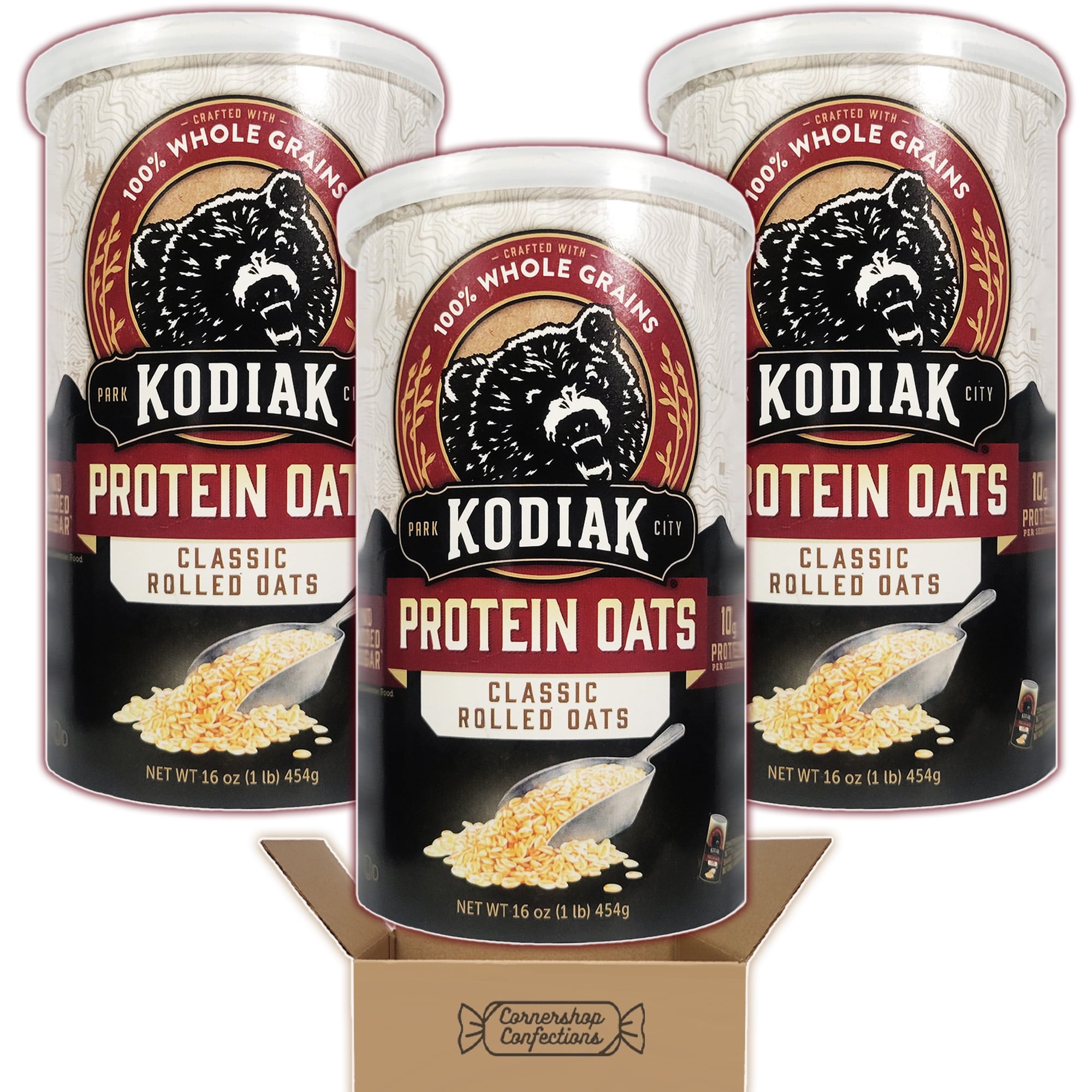 Kodiak Protein Oats Pack - Classic Rolled Oats - 3, 16 Ounce Containers ...