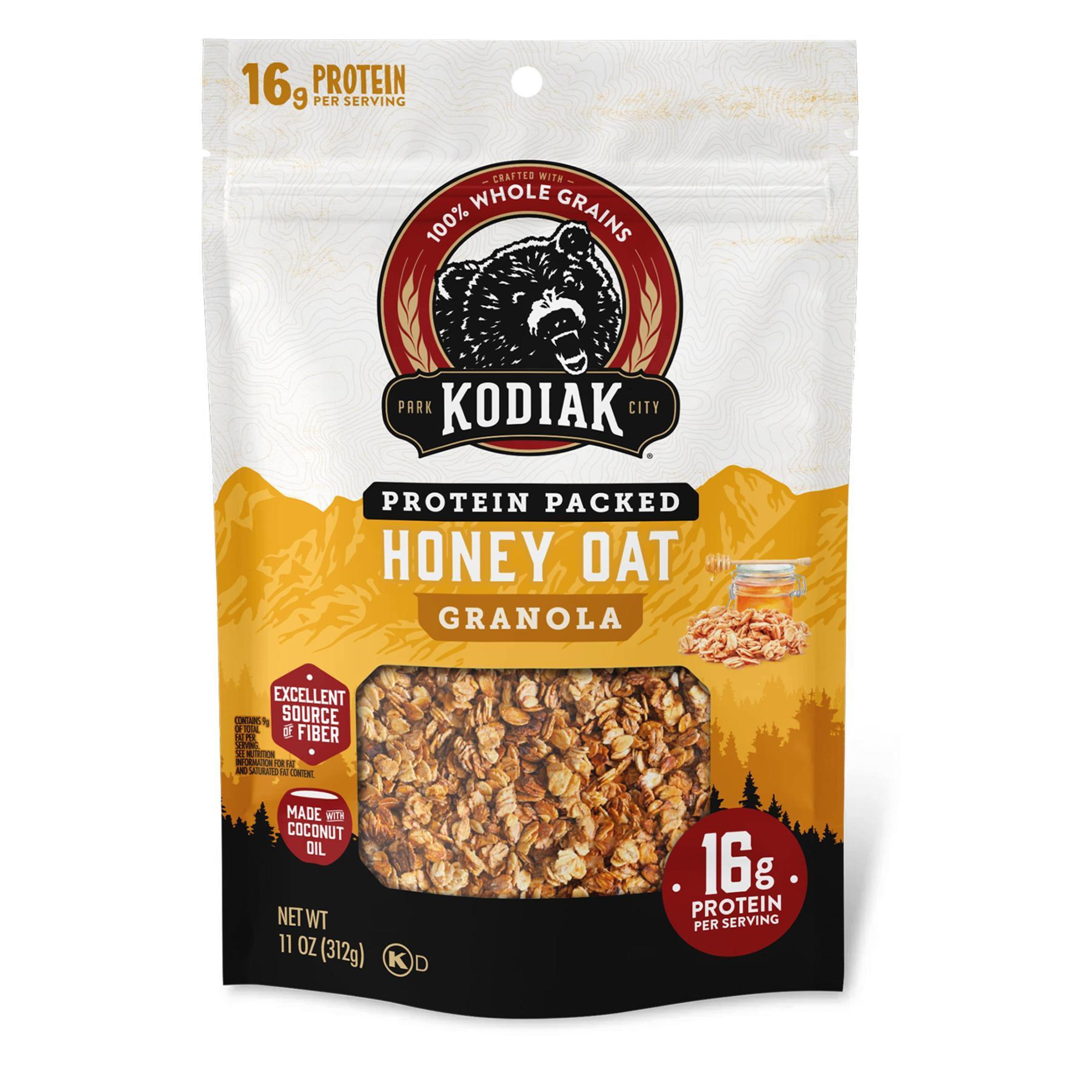 Kodiak Protein-Packed Honey Oat Protein Granola Bag, Ready to Eat, 11 ...